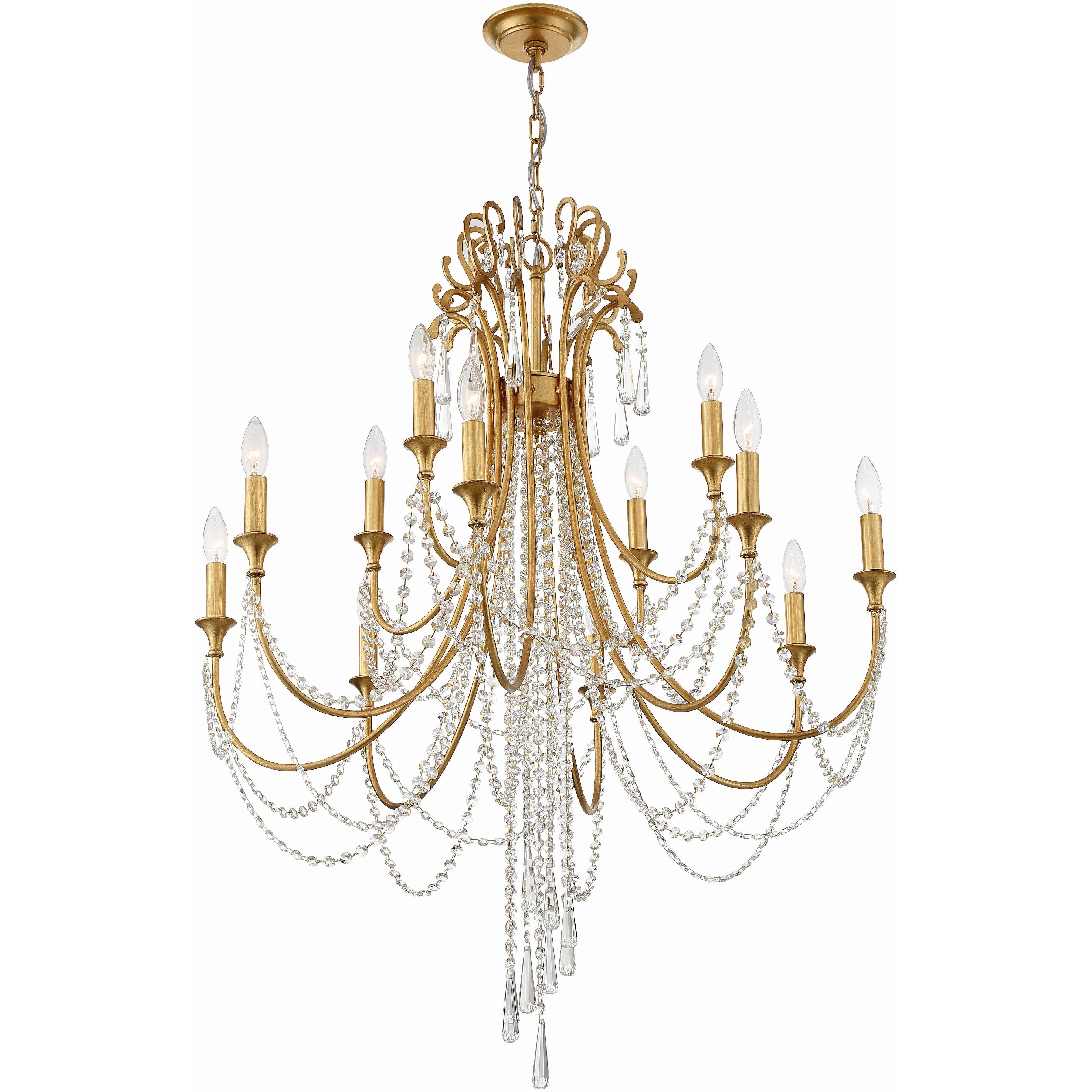 Crystorama ARC-1909-GA-CL-MWP Arcadia 12 Light 32.5 inch Antique Gold ...