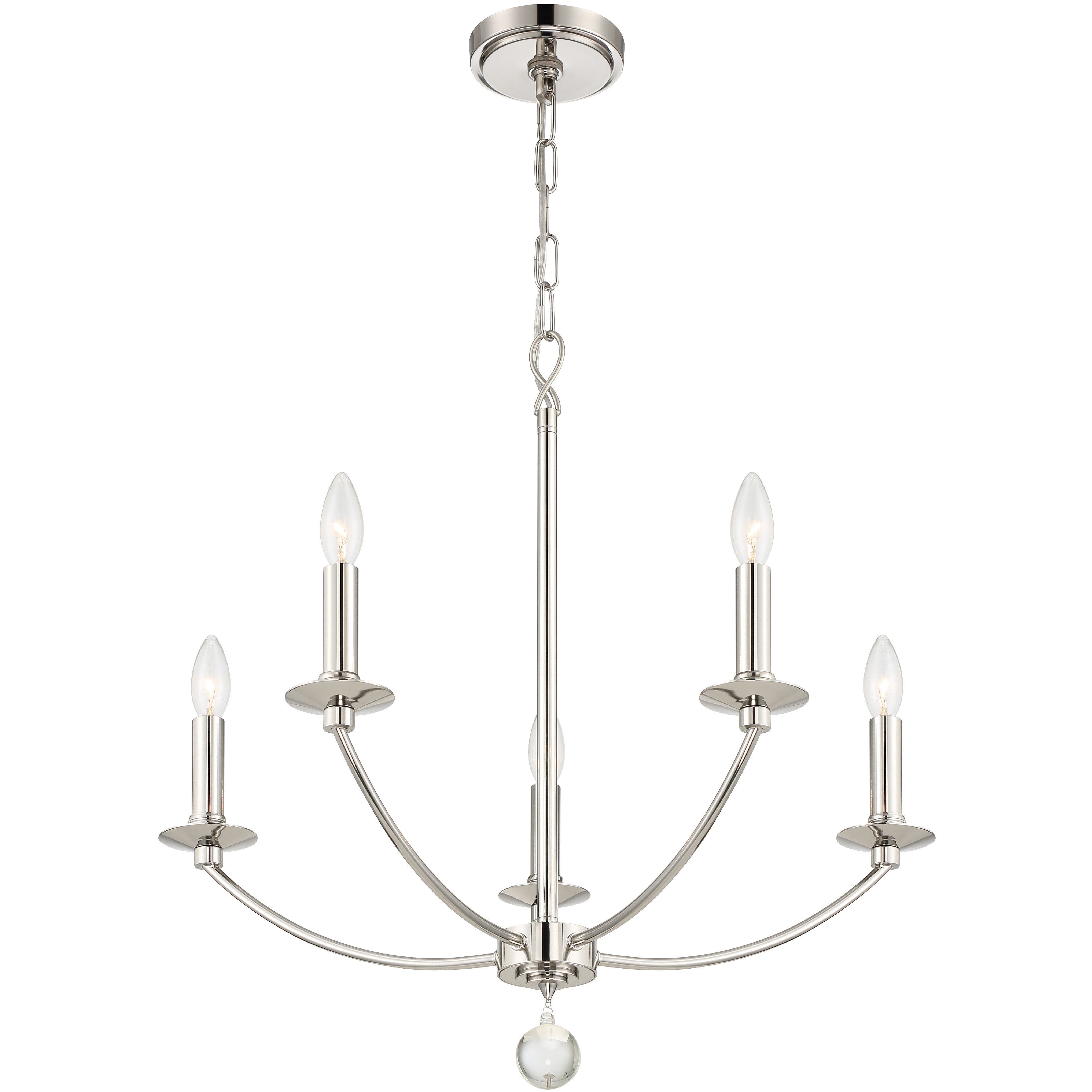 Crystorama MIL-8005-PN Mila 5 Light 23 inch Polished Nickel Chandelier ...