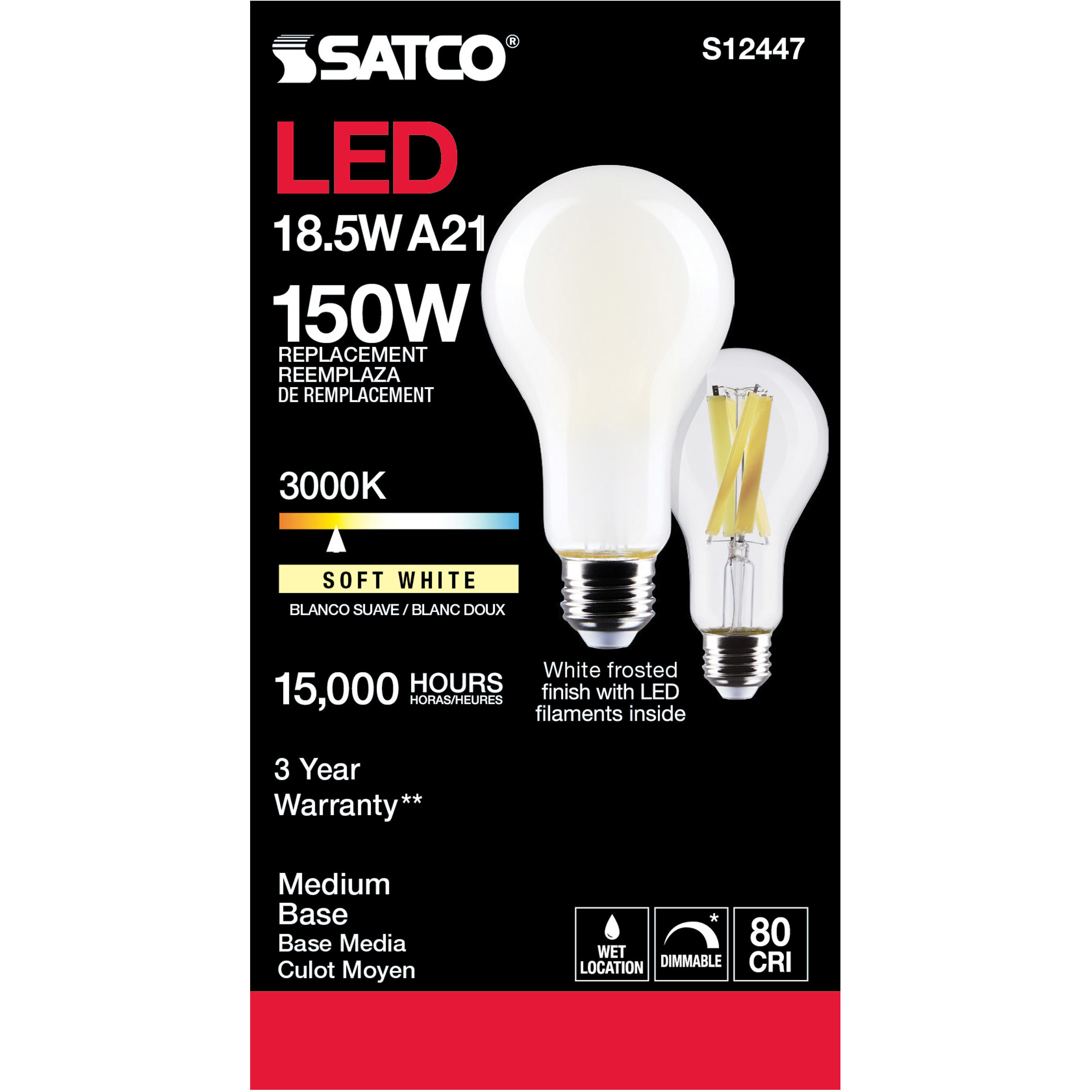 Satco S12447 Lumos LED Medium Type A21 18.50 watt 3000K Light Bulb
