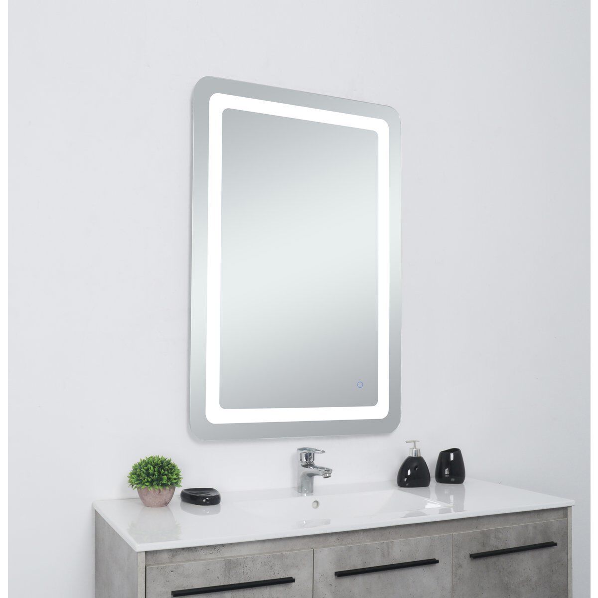 Elegant Lighting MRE32440 Genesis 40 X 24 inch Glossy White LED Mirror