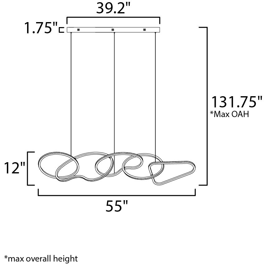 Unity LED 55 inch Black Chrome Linear Pendant Ceiling Light