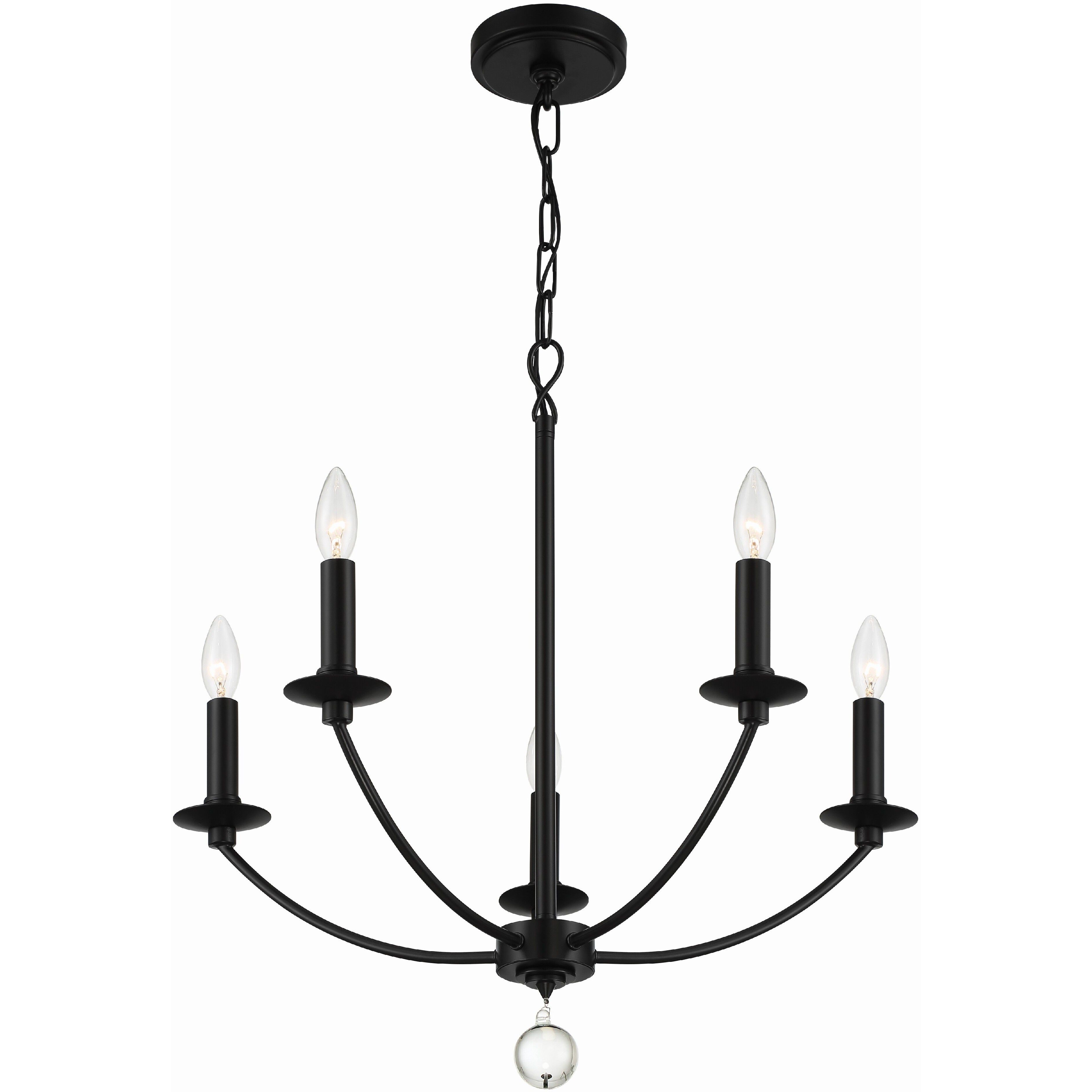 Crystorama MIL-8005-BK Mila 5 Light 23 inch Black Chandelier Ceiling Light