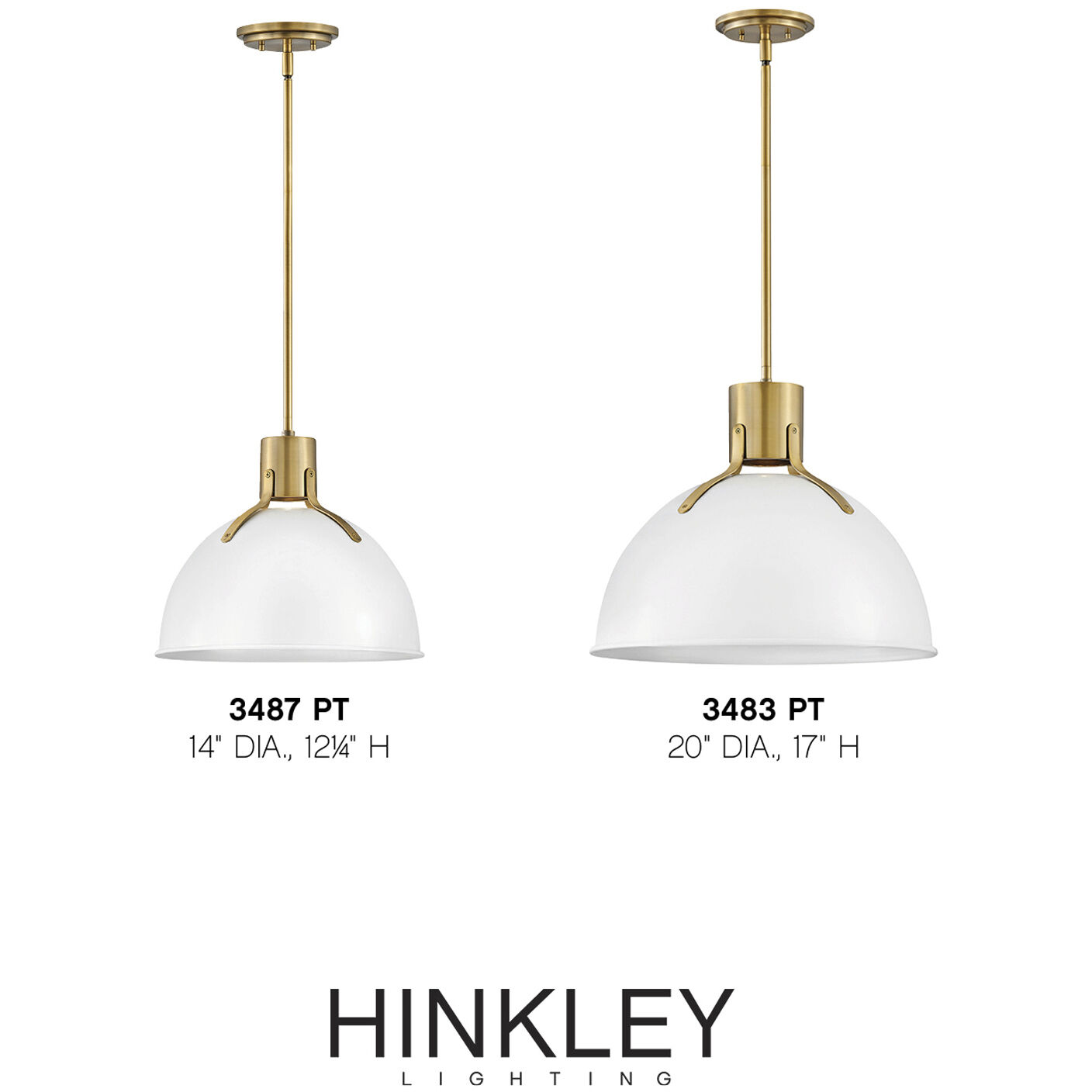 Hinkley 3487PT Argo LED 14 inch Polished White with Lacquered Brass ...