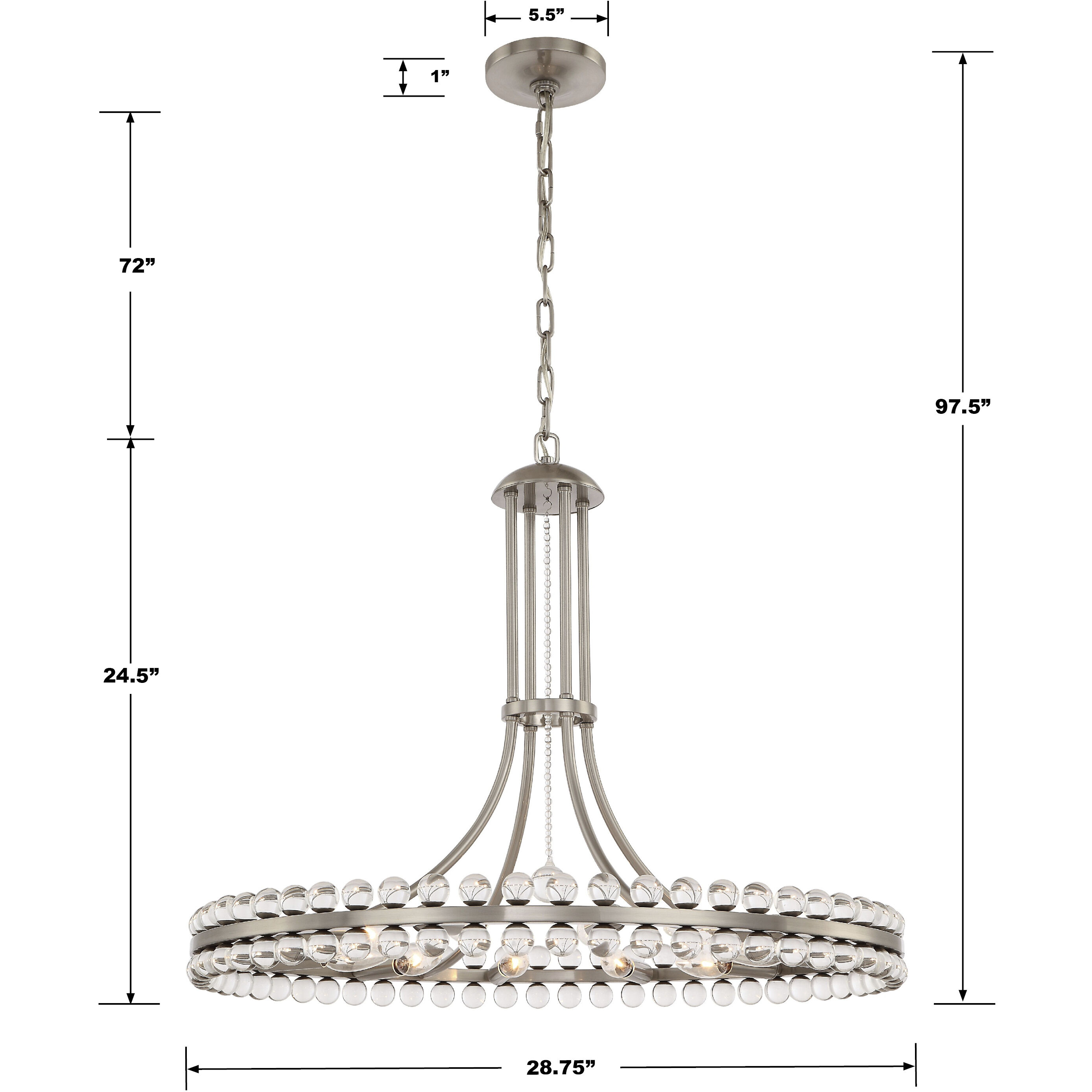 Crystorama CLO-8899-BN Clover 12 Light 28.75 inch Brushed Nickel ...