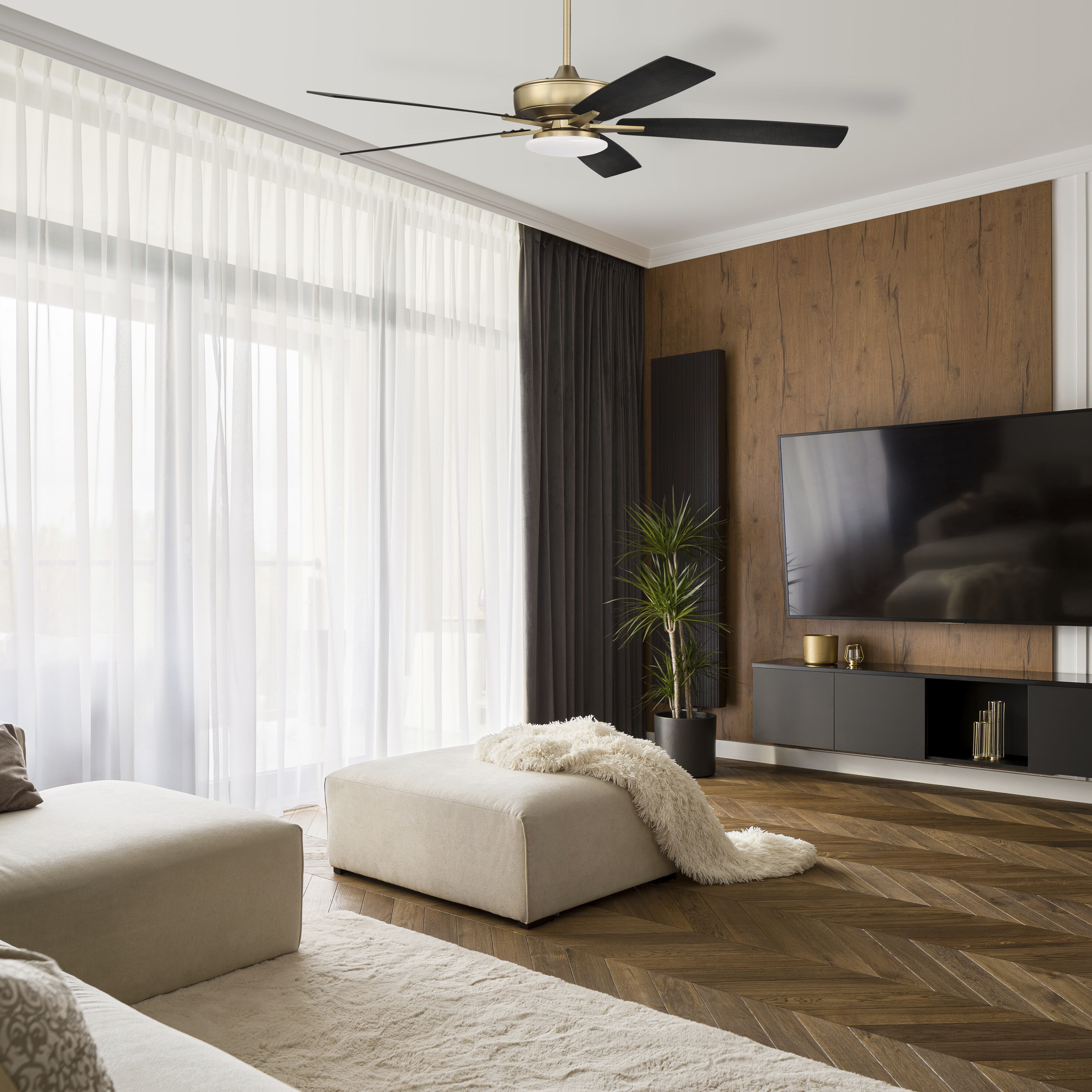 Craftmade S112FB5-60FBGW Super Pro 112 60 inch Flat Black with Flat ...