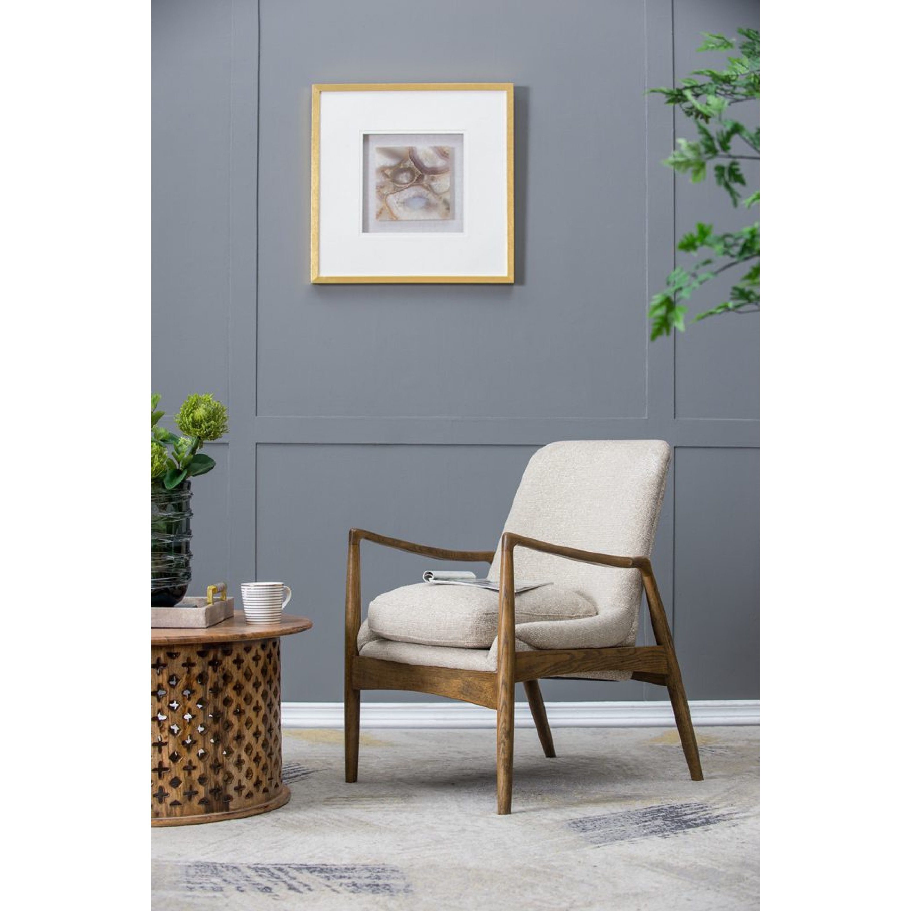 A B Home 82755 Eamon Cream and Brown Accent Chair