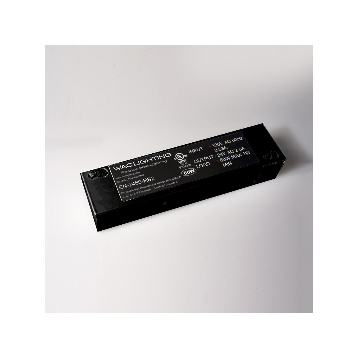 WAC Lighting EN-2460-RB2 Power Supply Black Transformer, 24V