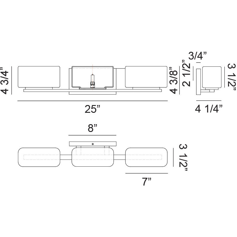 Matteo Lighting S10803CH Chiclet 3 Light 26 inch Chrome Wall Sconce ...