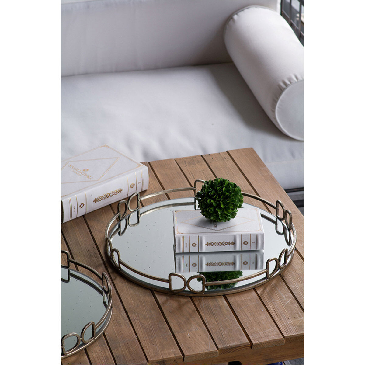 A B Home Round Mirror Tray