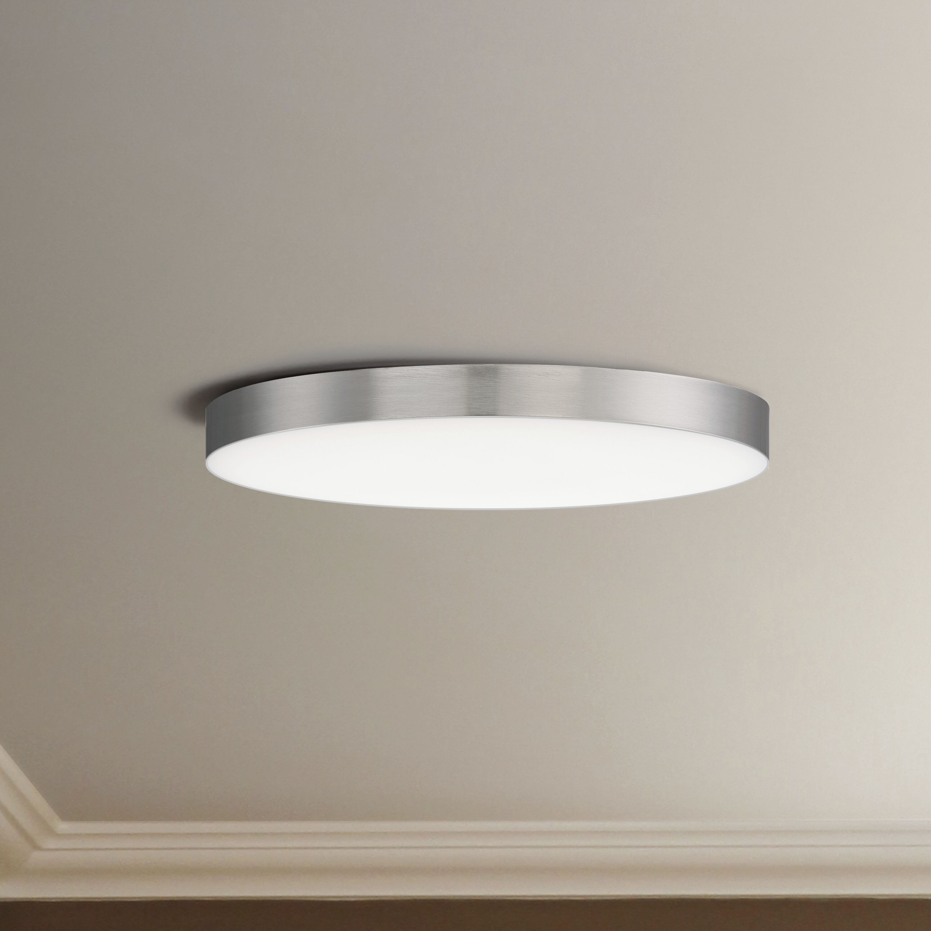 Maxim 57663WTSN Trim LED 9 inch Satin Nickel Flush Mount Ceiling Light