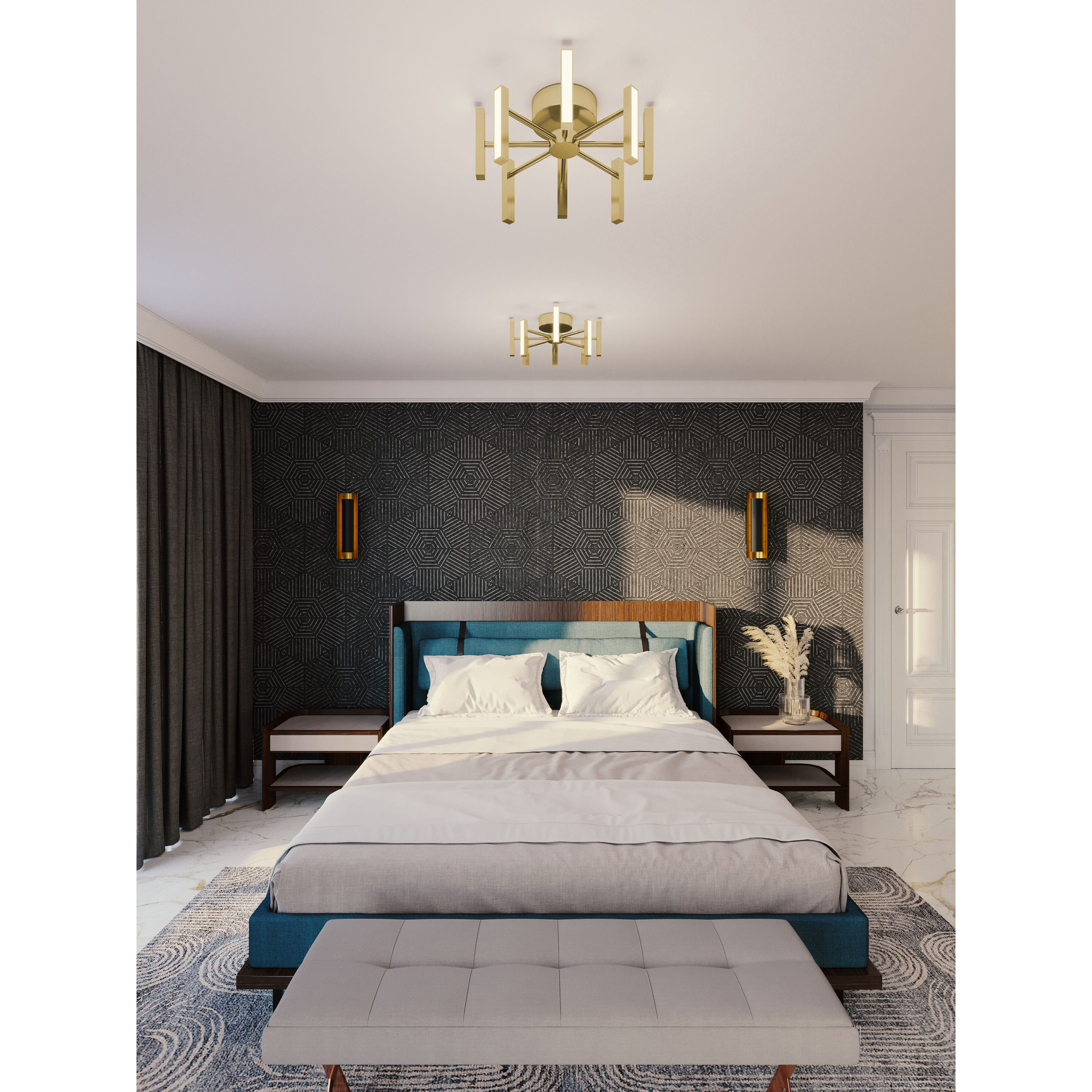 AFX IDRC16LAJUDSB Indra 7 Light 16 inch Satin Brass Semi-Flush Mount ...