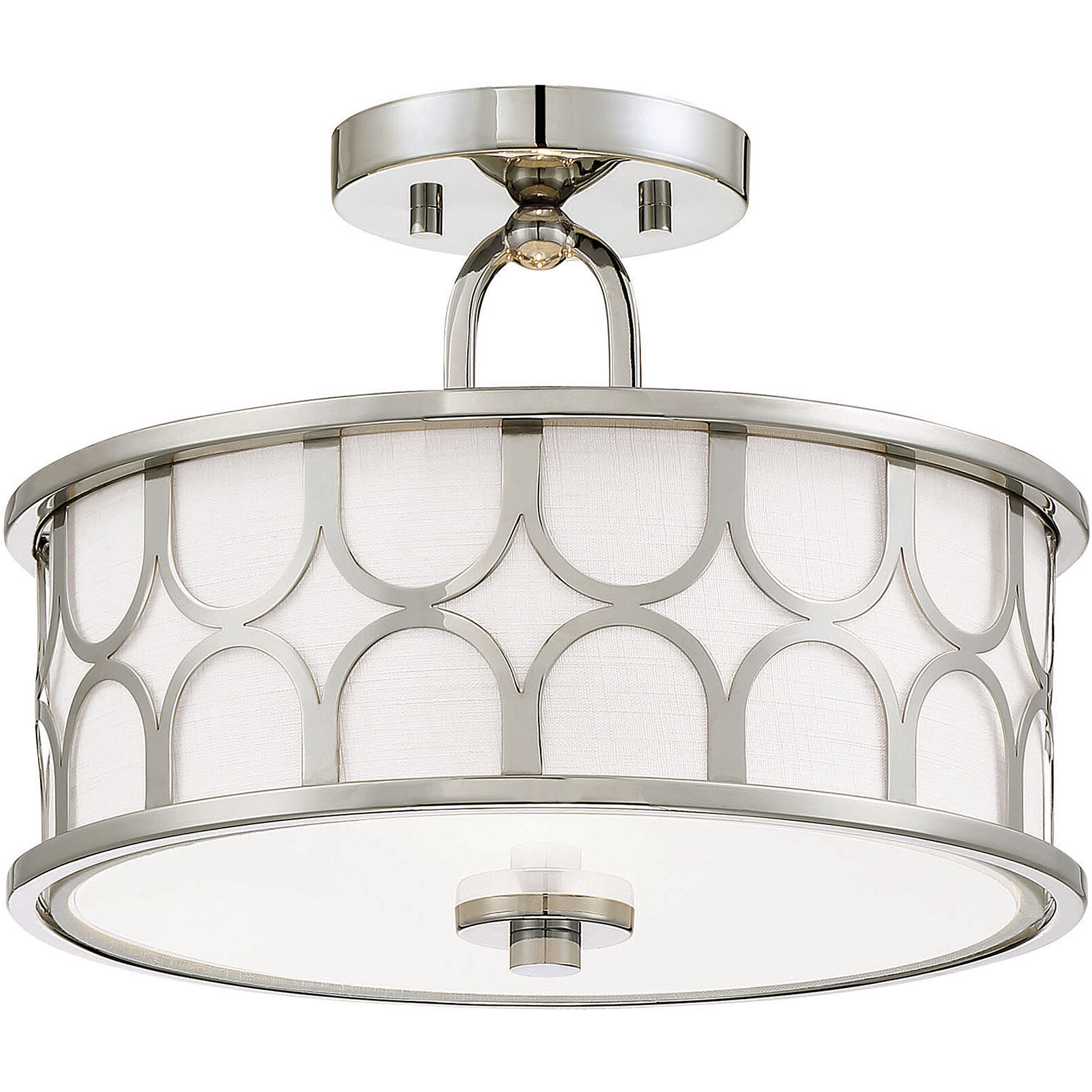 Meridian M60015NB Mid Century Modern 2 Light 13 inch Natural Brass Semi Flush Ceiling Light