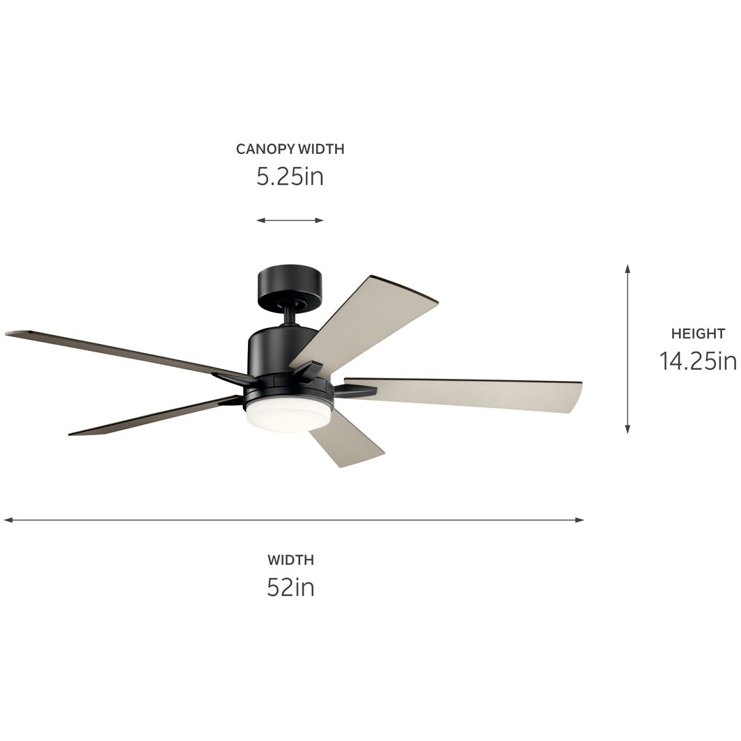 Kichler 330000SBK Lucian Elite 52 inch Satin Black with Silver/Black ...