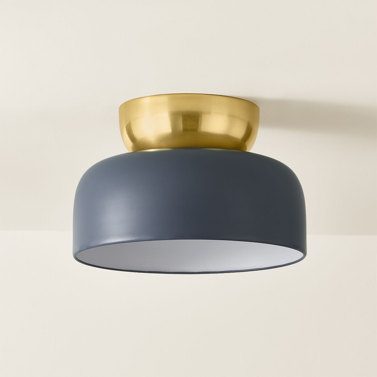 Batya 1 Light 13 inch Aged Brass/Slate Blue Flush Mount Ceiling Light