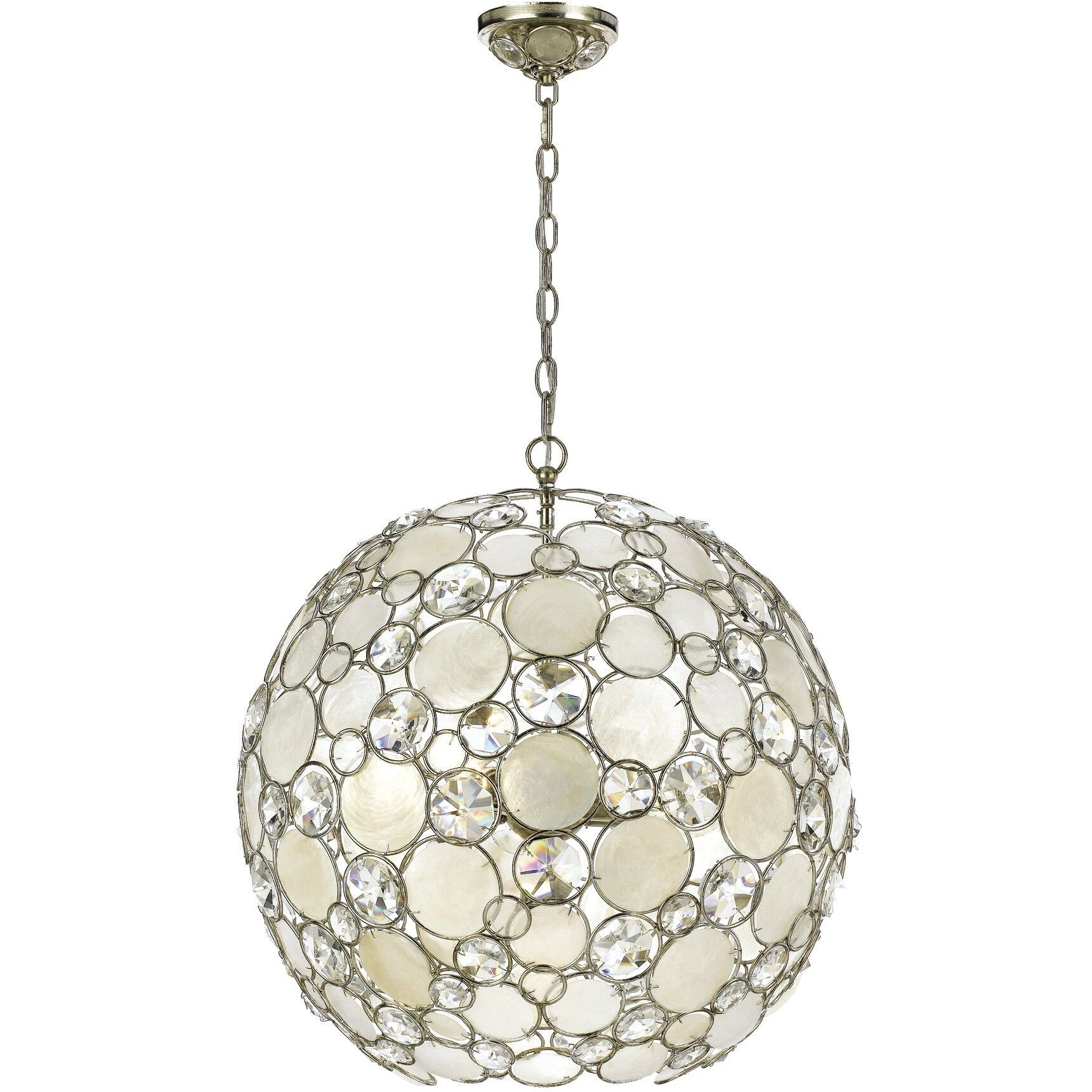 Crystorama 525-SA Palla 6 Light 24 inch Antique Silver Chandelier ...