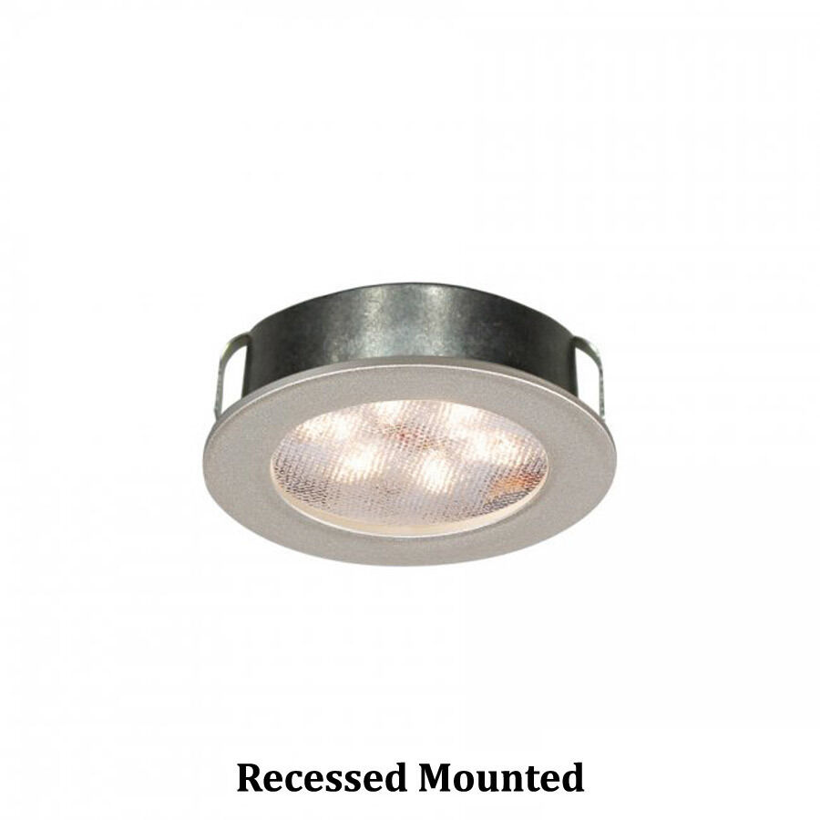 LED Button Light 24 LED 2.25 inch Brushed Nickel Puck Light in 3000K