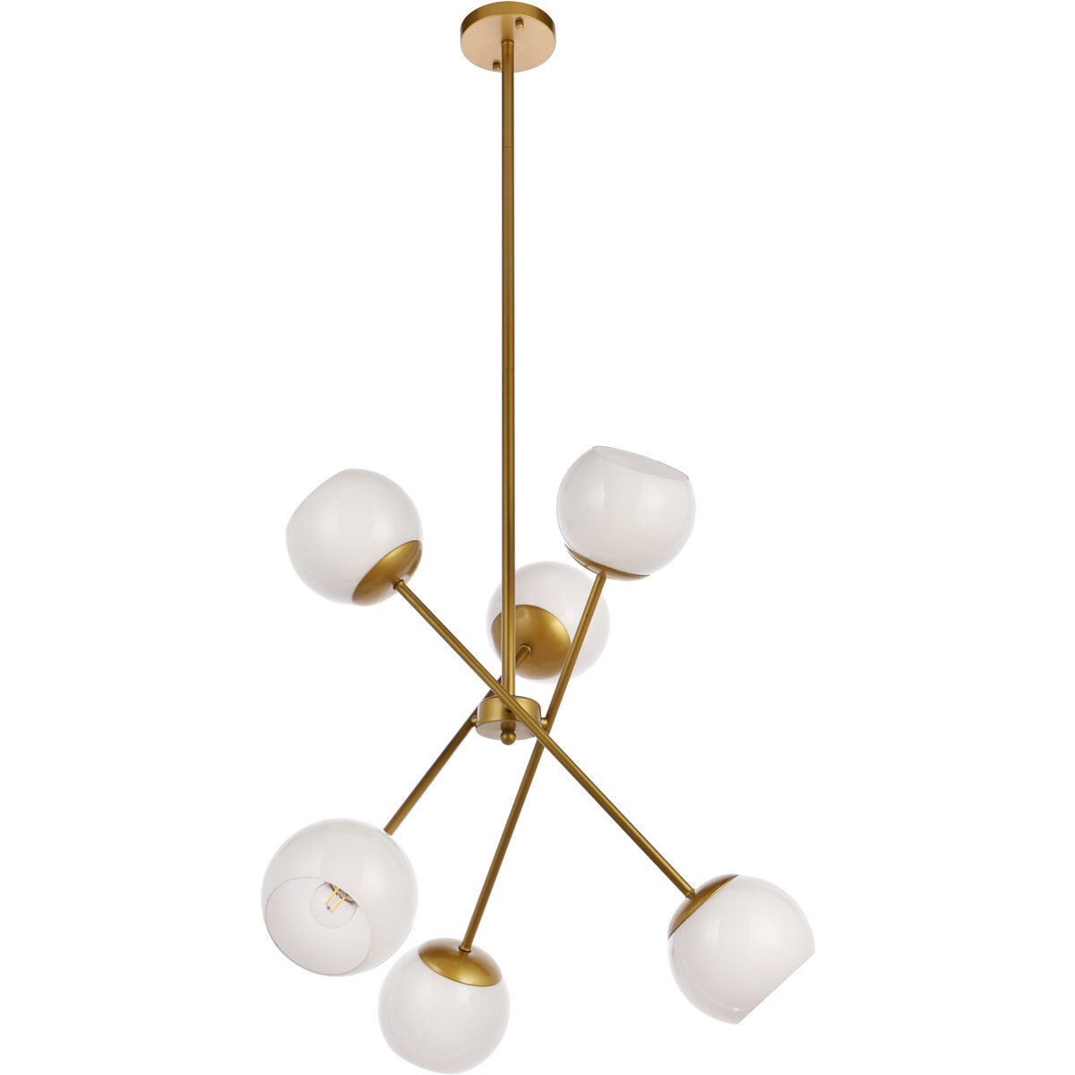Living District LD657D24BR Axl 6 Light 24 inch Brass Pendant Ceiling Light