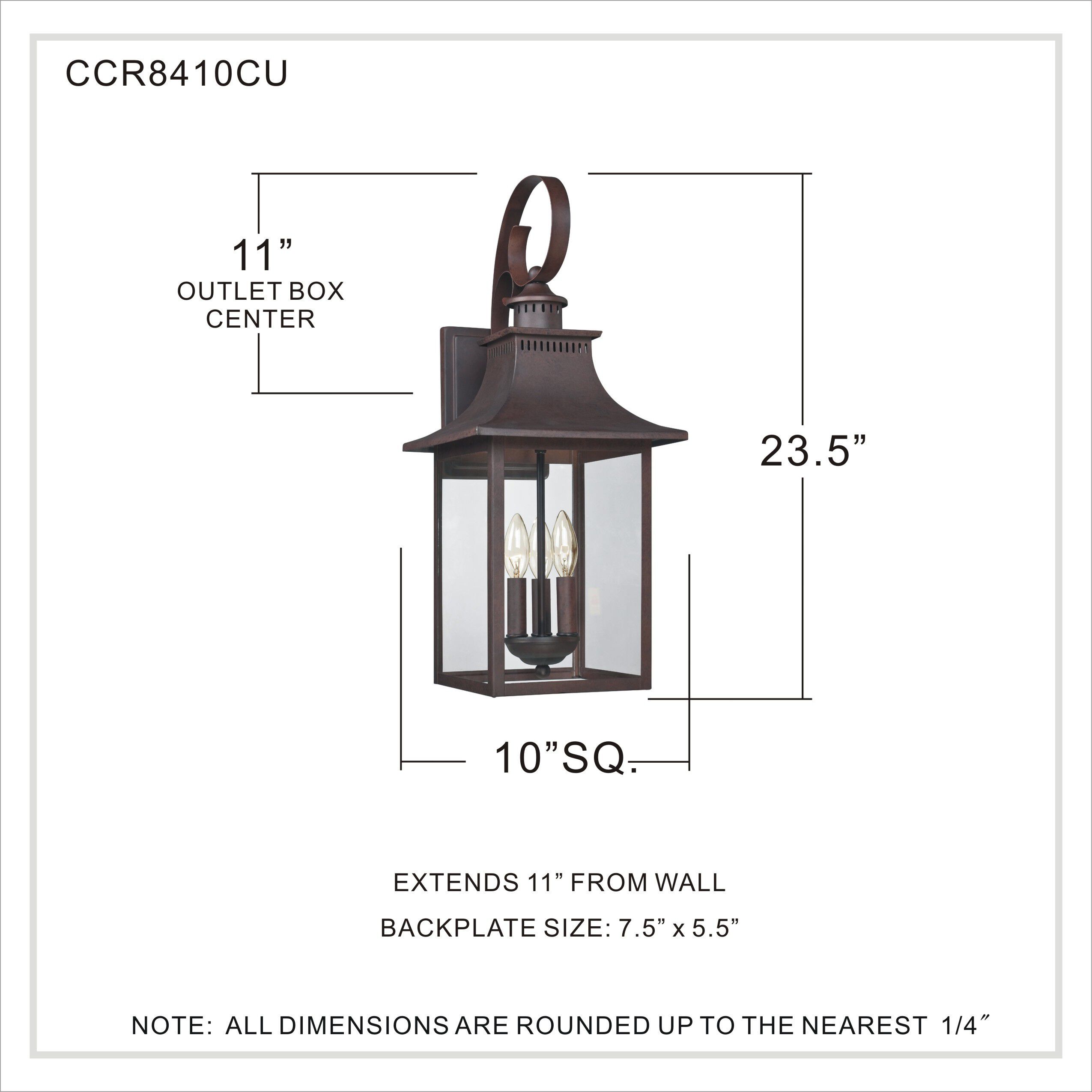 Quoizel Lighting Chancellor 3 Light Outdoor Wall Lantern in Copper ...