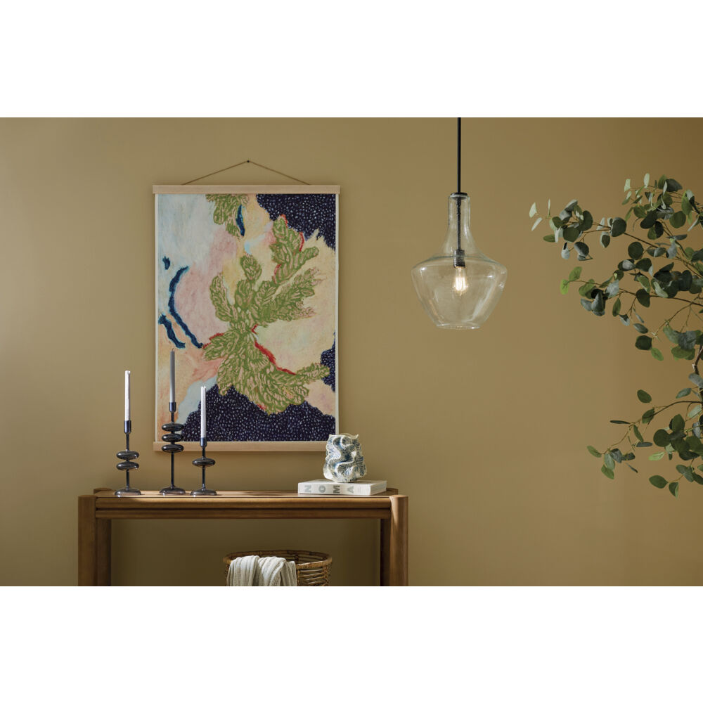 Everly 1 Light Black Pendant Ceiling Light in Clear Seeded