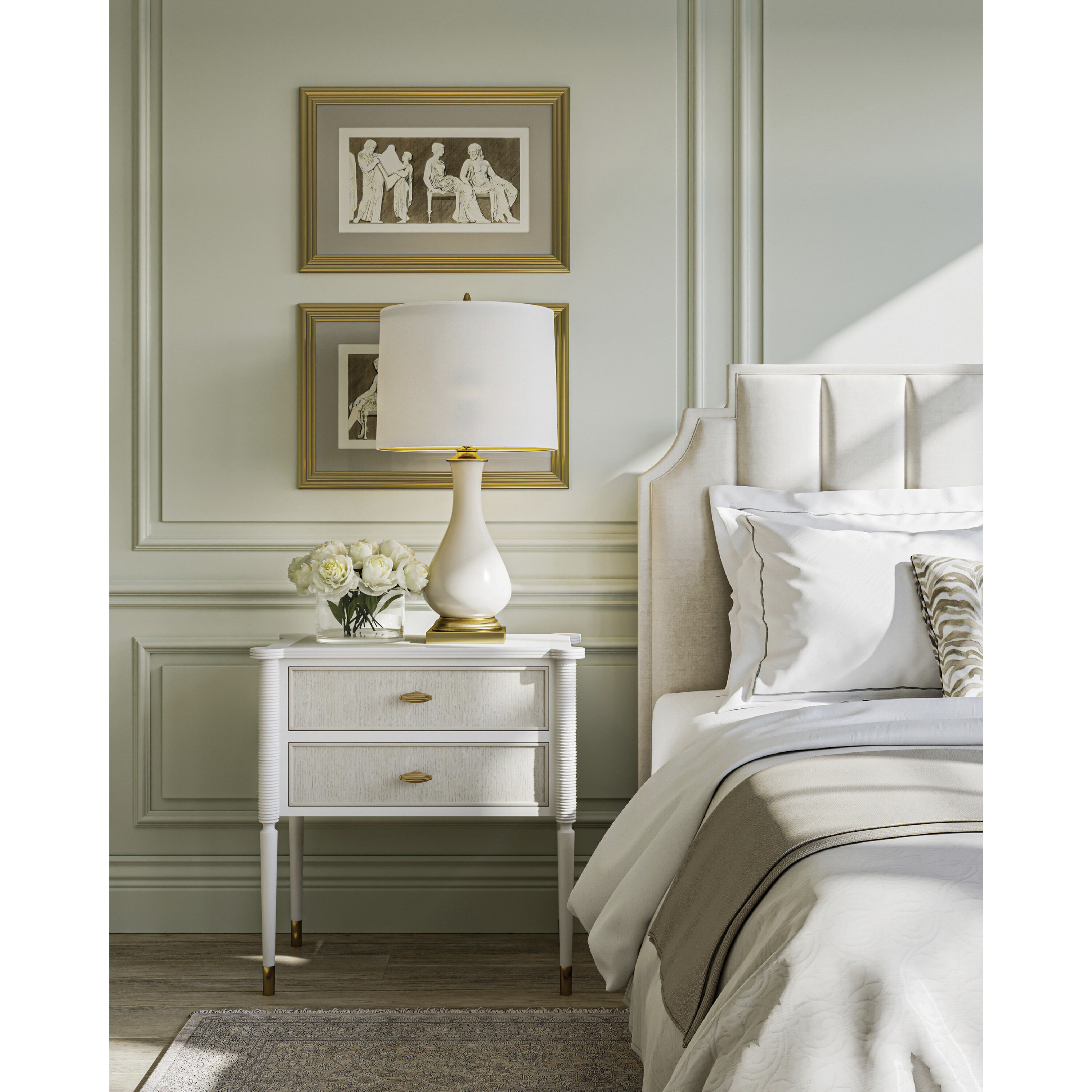 Lynton Cream Table Lamp in Crackle Brass Currey Company
