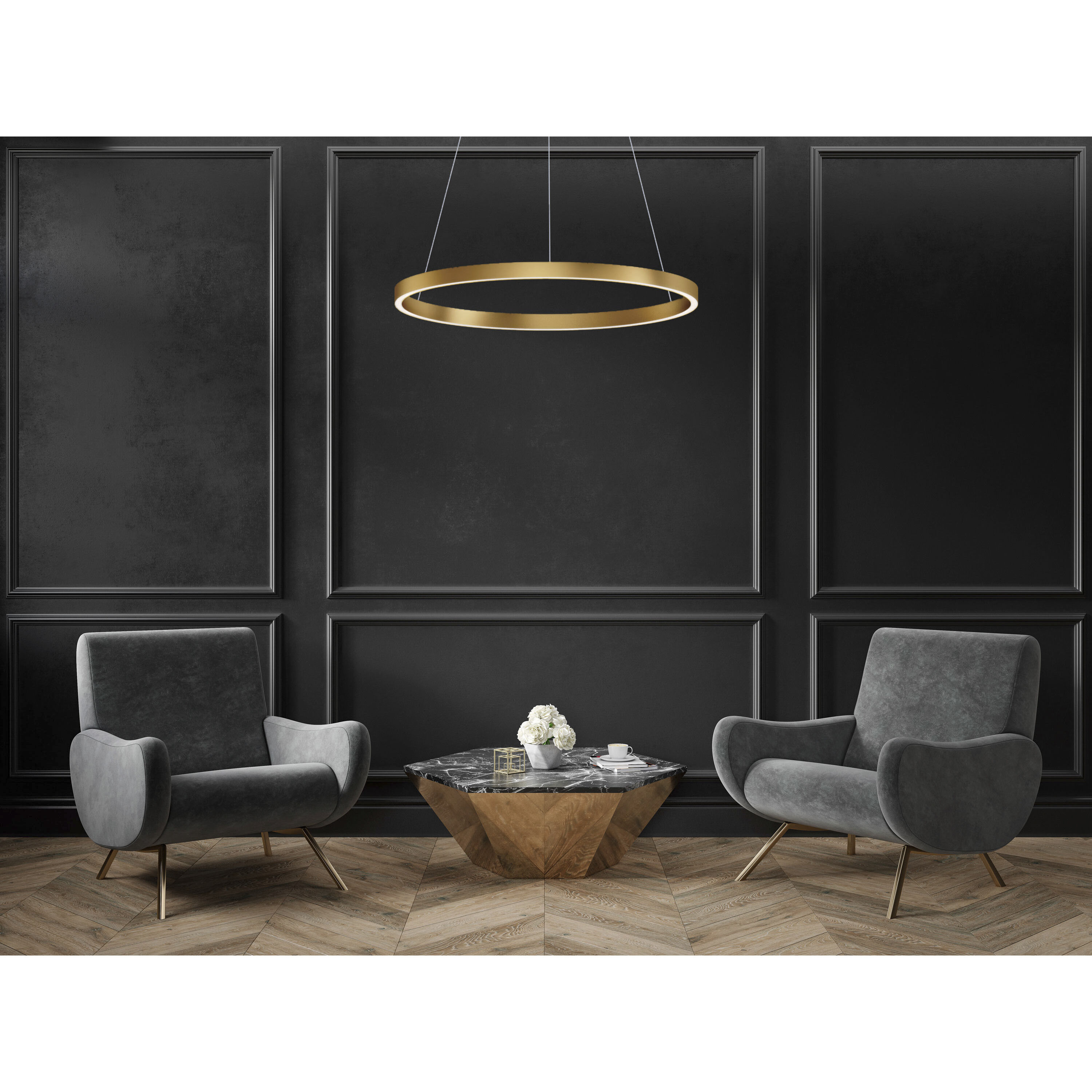 ET2 E22724-GLD Groove LED 23.5 inch Gold Single Pendant Ceiling Light