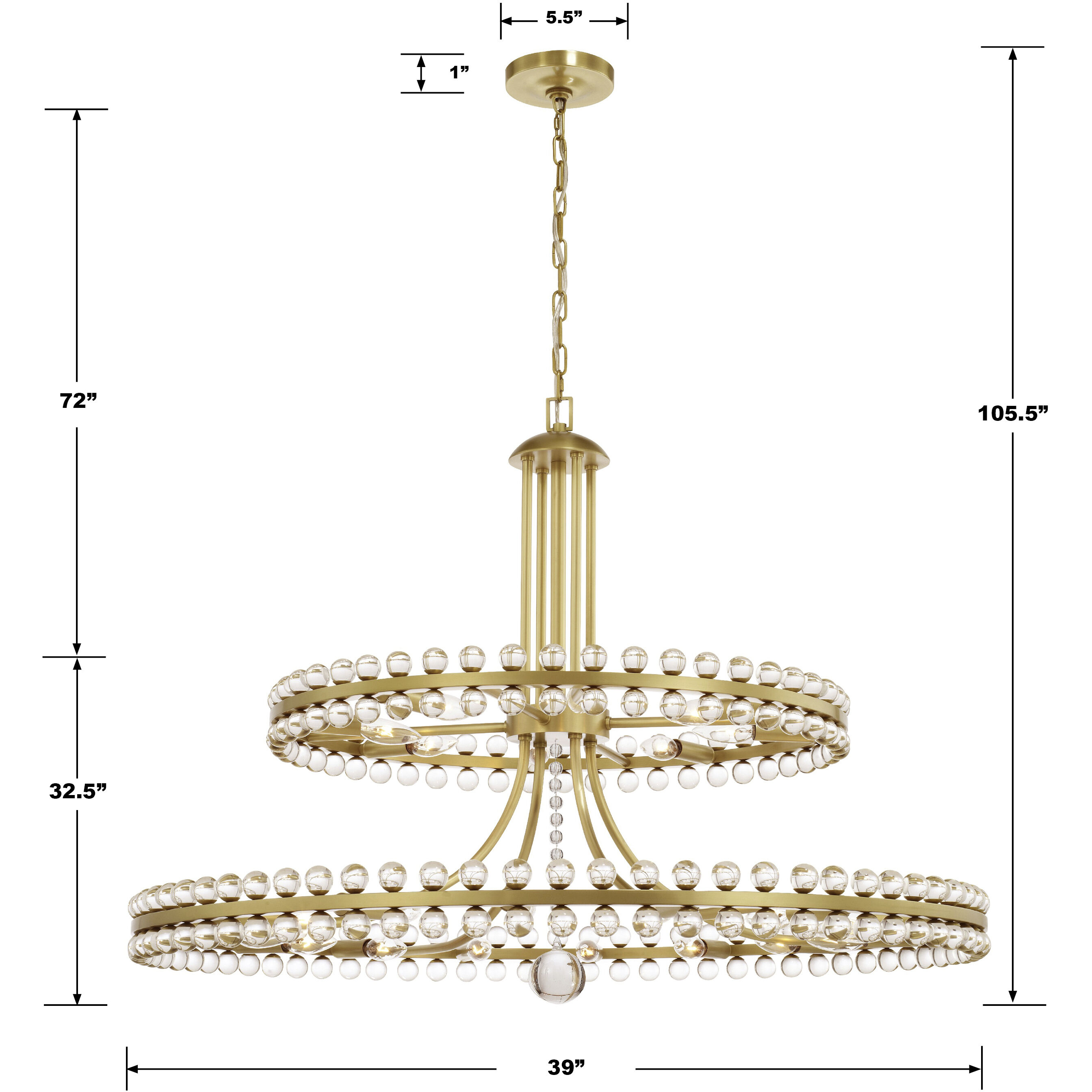 Crystorama CLO-8890-AG Clover 24 Light 39 inch Aged Brass Chandelier ...