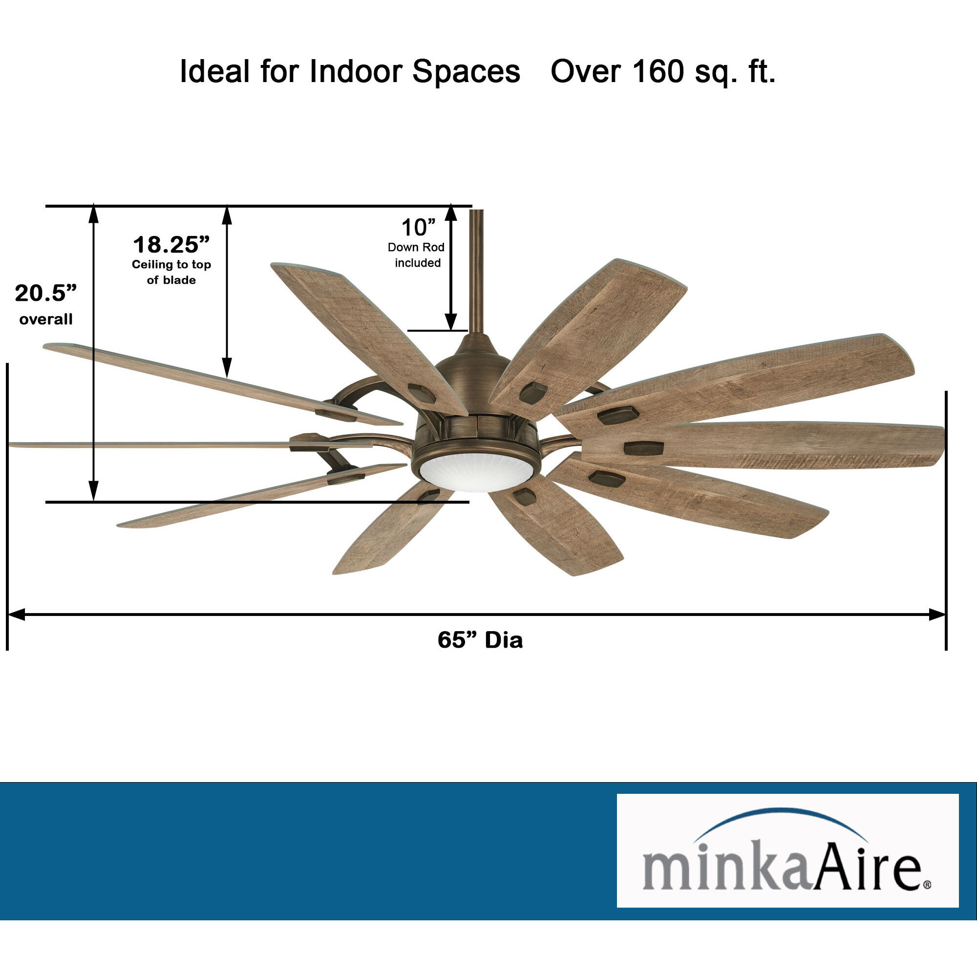 Minka-Aire F864L-HBZ Barn 65 inch Barnwood Ceiling Fan in Heirloom Bronze