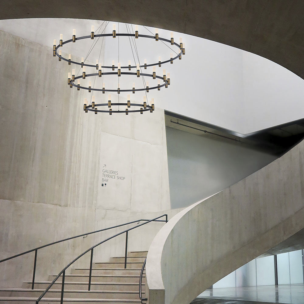 EuroFase 37046-019 Albany LED 60 inch Deep Black/Brass Chandelier ...