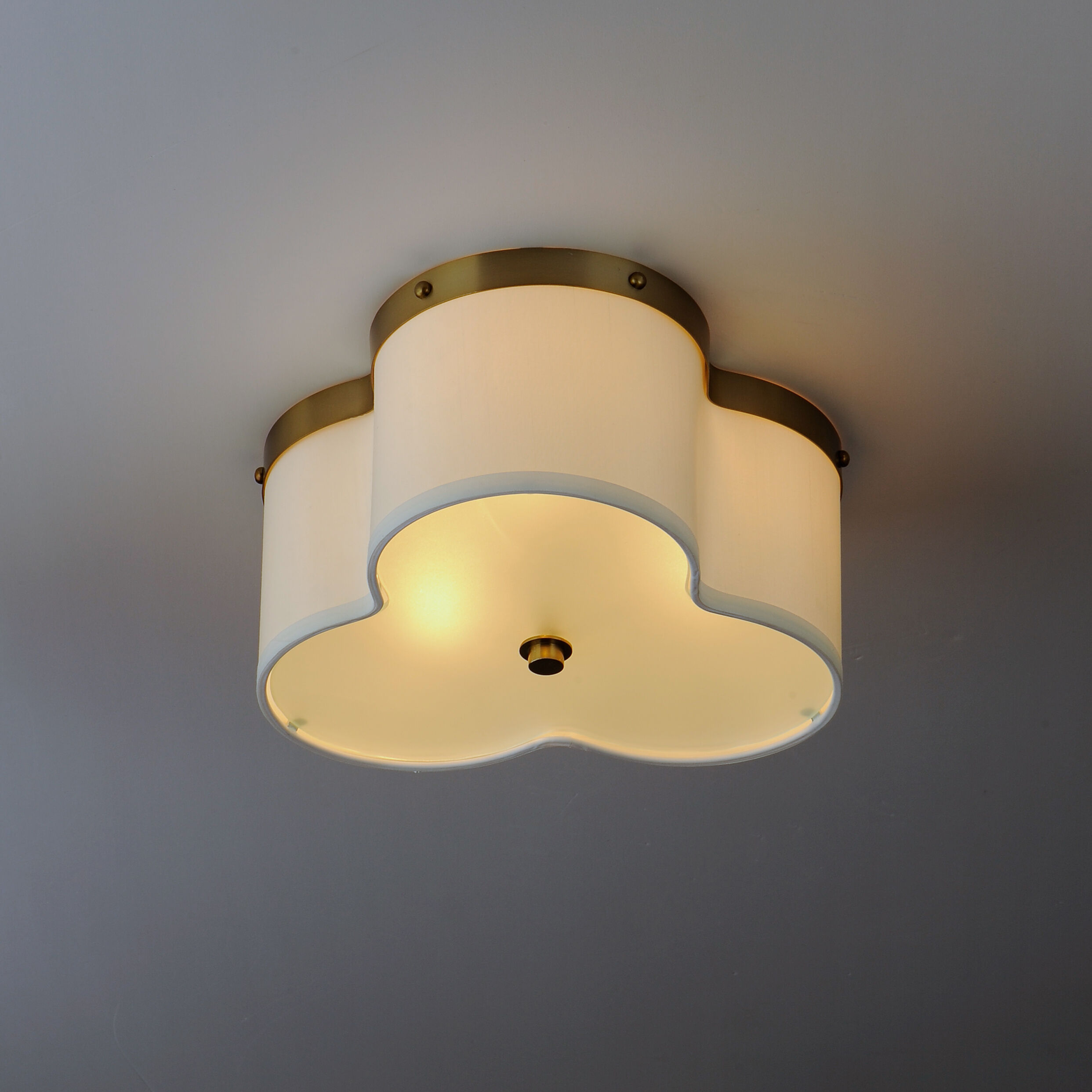 Maxim 12243OFSBR Clover 3 Light 14 inch Satin Brass Flush Mount Ceiling ...