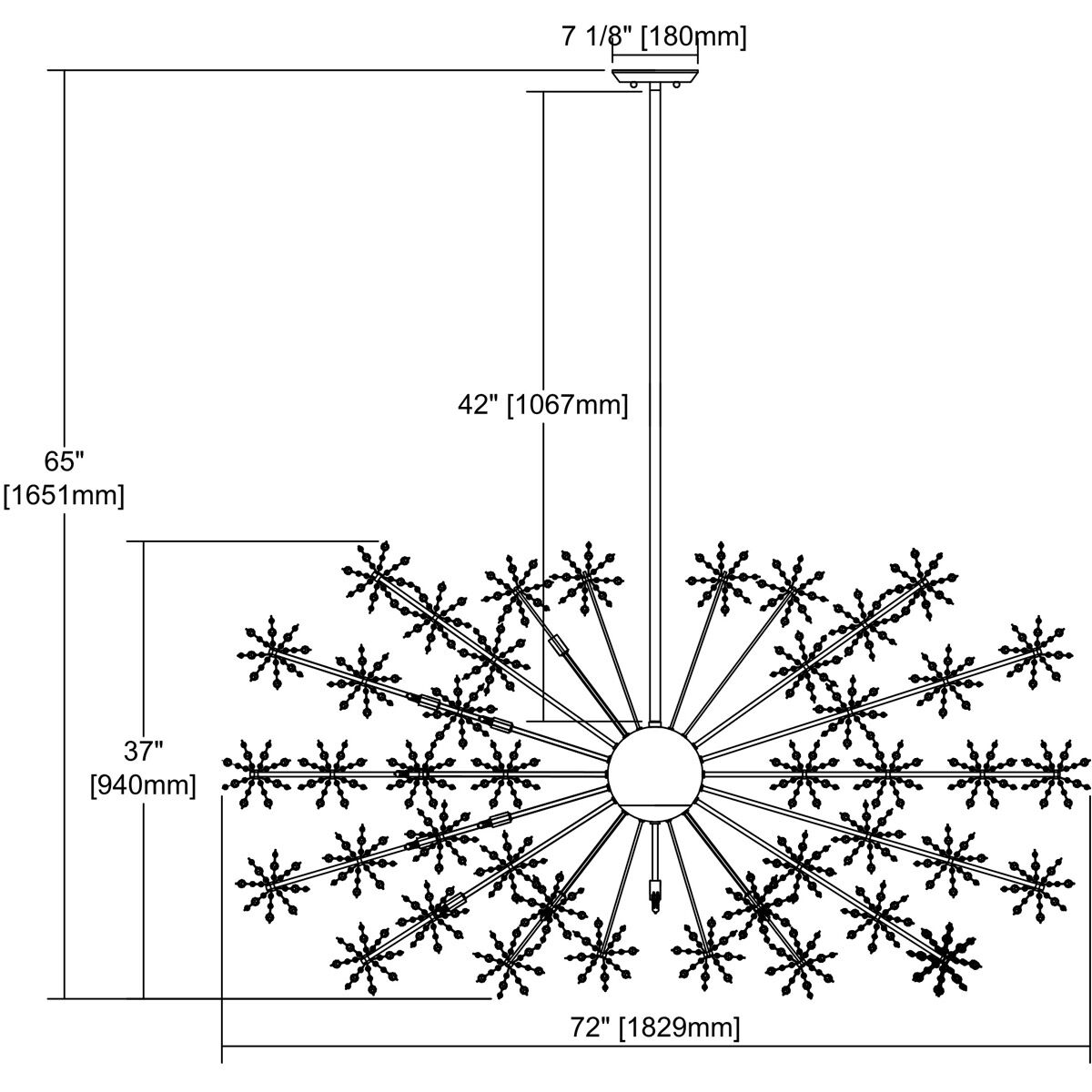Dunkirk 30 Light 72 inch Polished Chrome Chandelier Ceiling Light