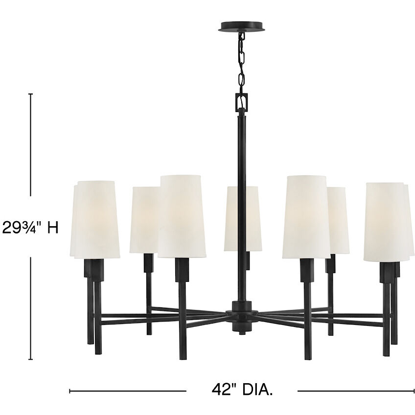 Hinkley 46456BK Fenwick 9 Light 42 inch Black Chandelier Ceiling Light