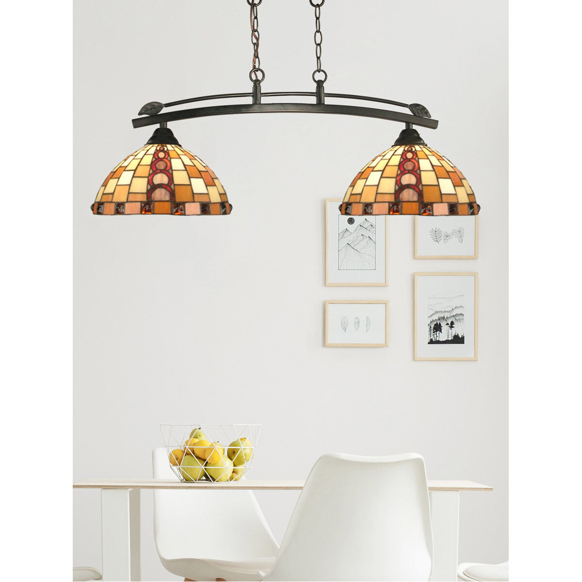 Dale Tiffany STH19080 Springdale 2 Light 36 inch Dark Bronze Island ...