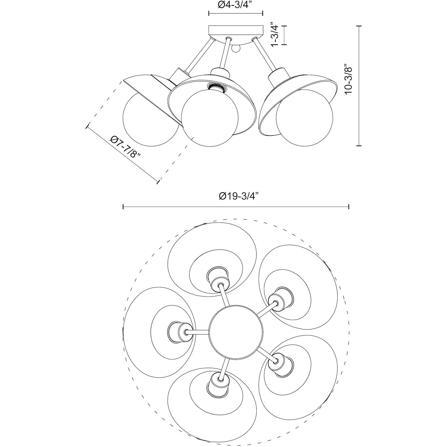 Alora SF517220MBCL Francesca 5 Light 19.75 inch Matte Black Semi Flush ...
