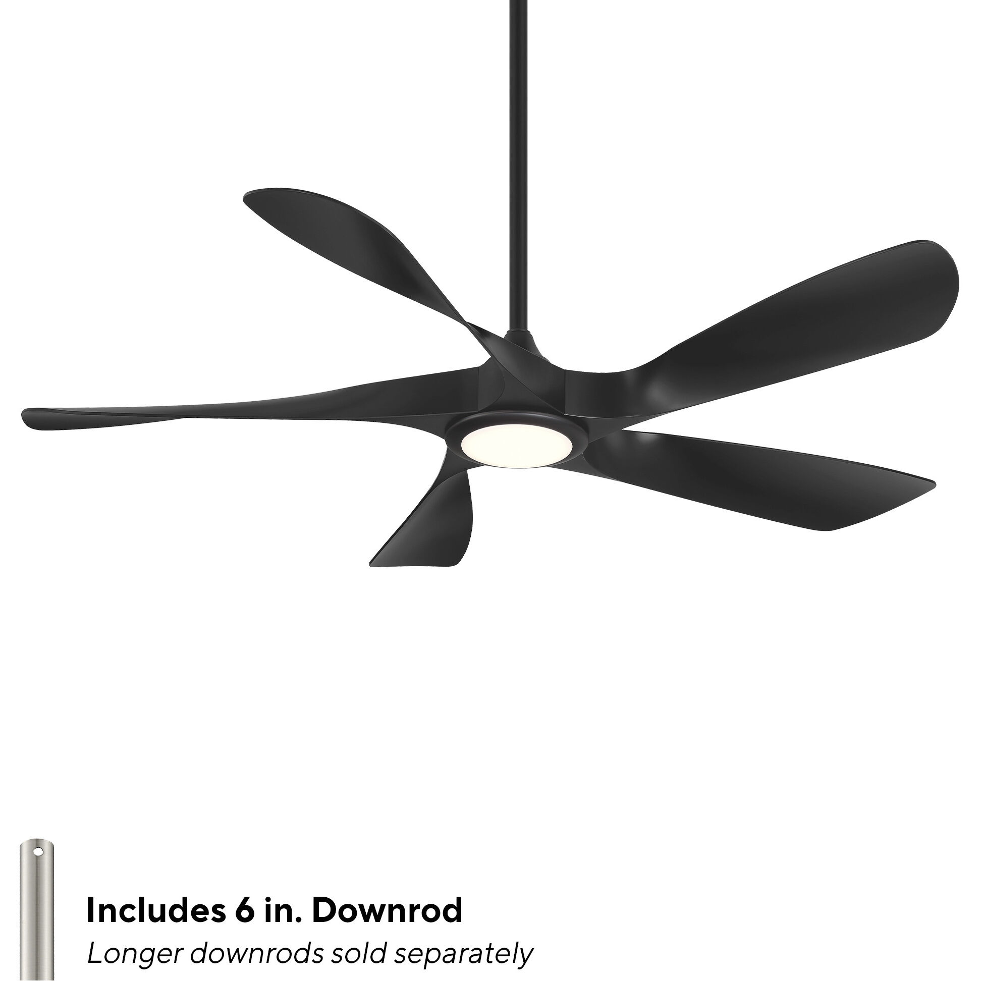 WAC Lighting F-105L-MB Swirl 5 54 inch Matte Black Downrod Ceiling Fan