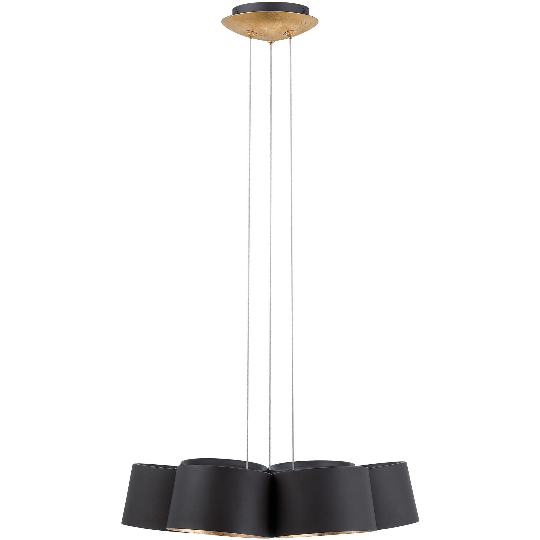 Marimba LED 17.75 inch Black Gold Leaf Chandelier Ceiling Light in 18in.