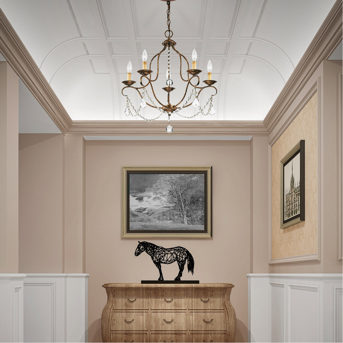 Livex 6435-71 Chesterfield 5 Light 22 inch Hand Applied Venetian Golden ...