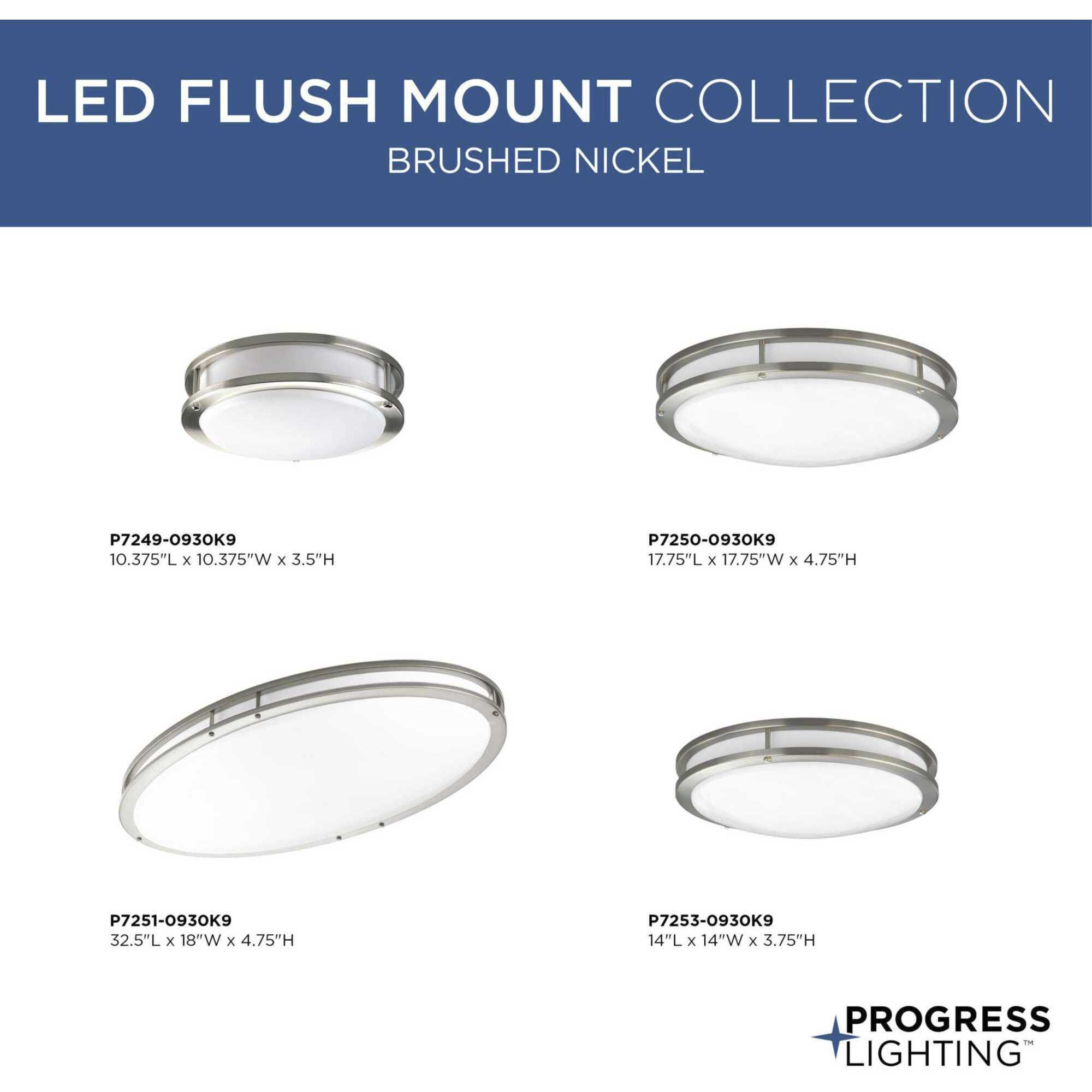 Progress P7249-0930K9 LED CTC COMM LED 10.38 inch Brushed Nickel Flush ...