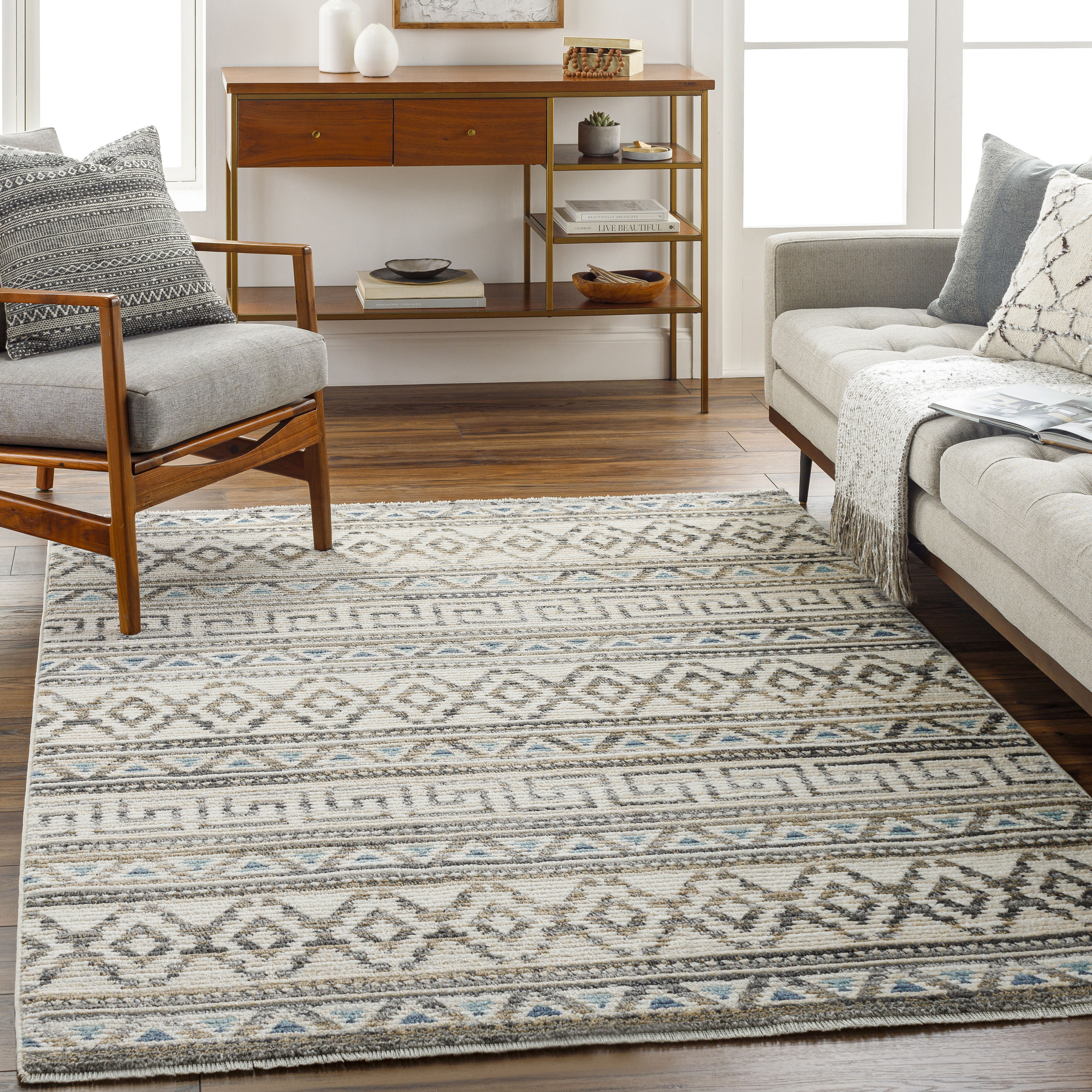 light grey rectangle rug