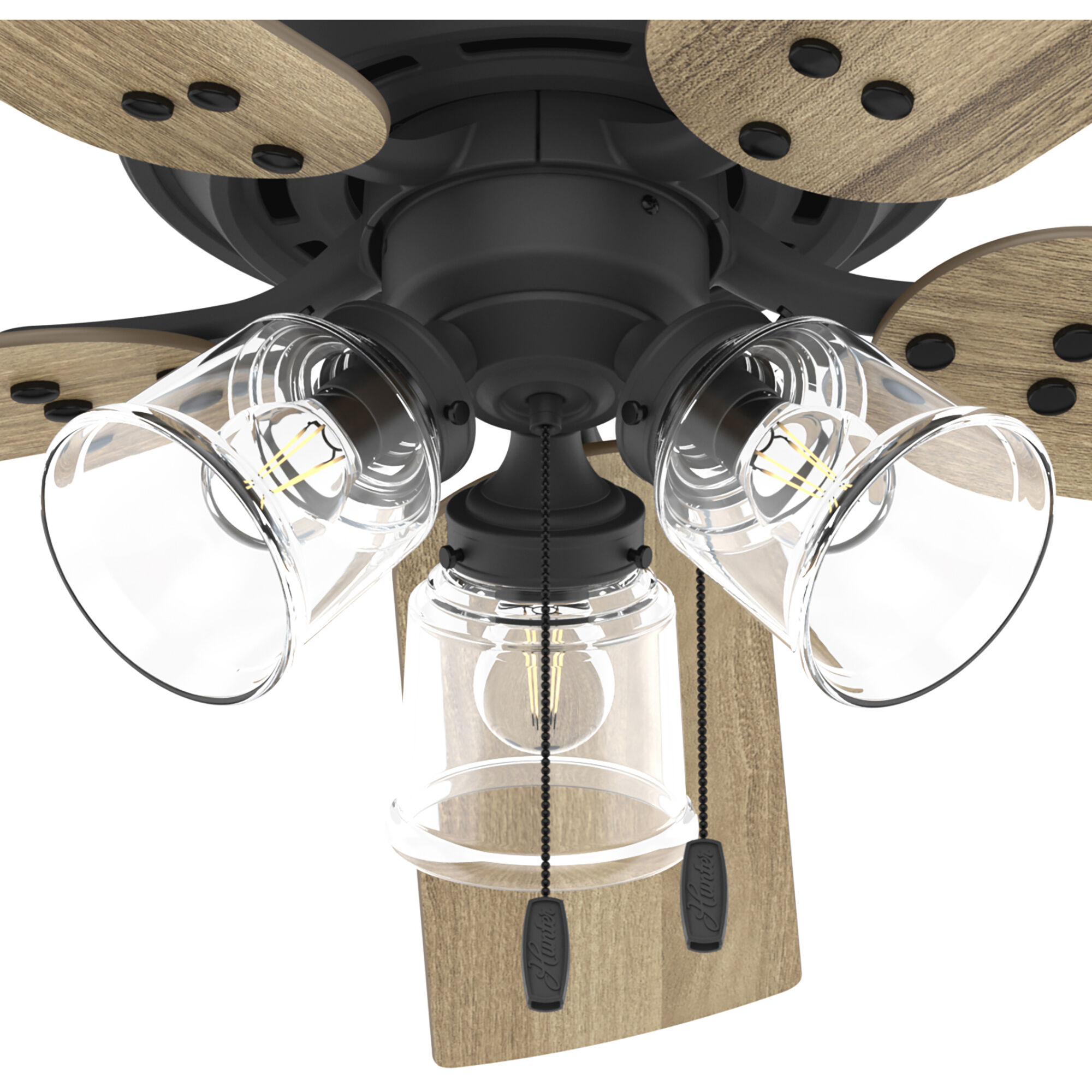 Hunter Fan 52378 Shady Grove 52 inch Matte Black with Golden Maple ...