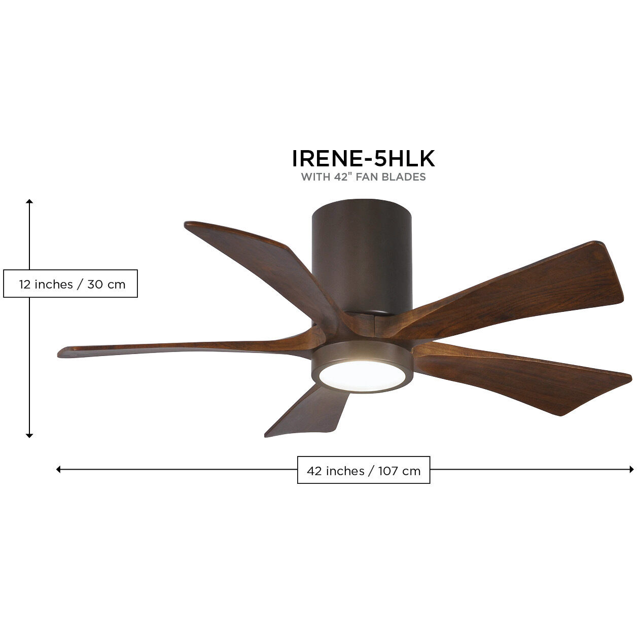 Matthews Fan Co IR5HLK-BK-BK-42 Atlas Irene-5HLK 42 inch Matte Black ...