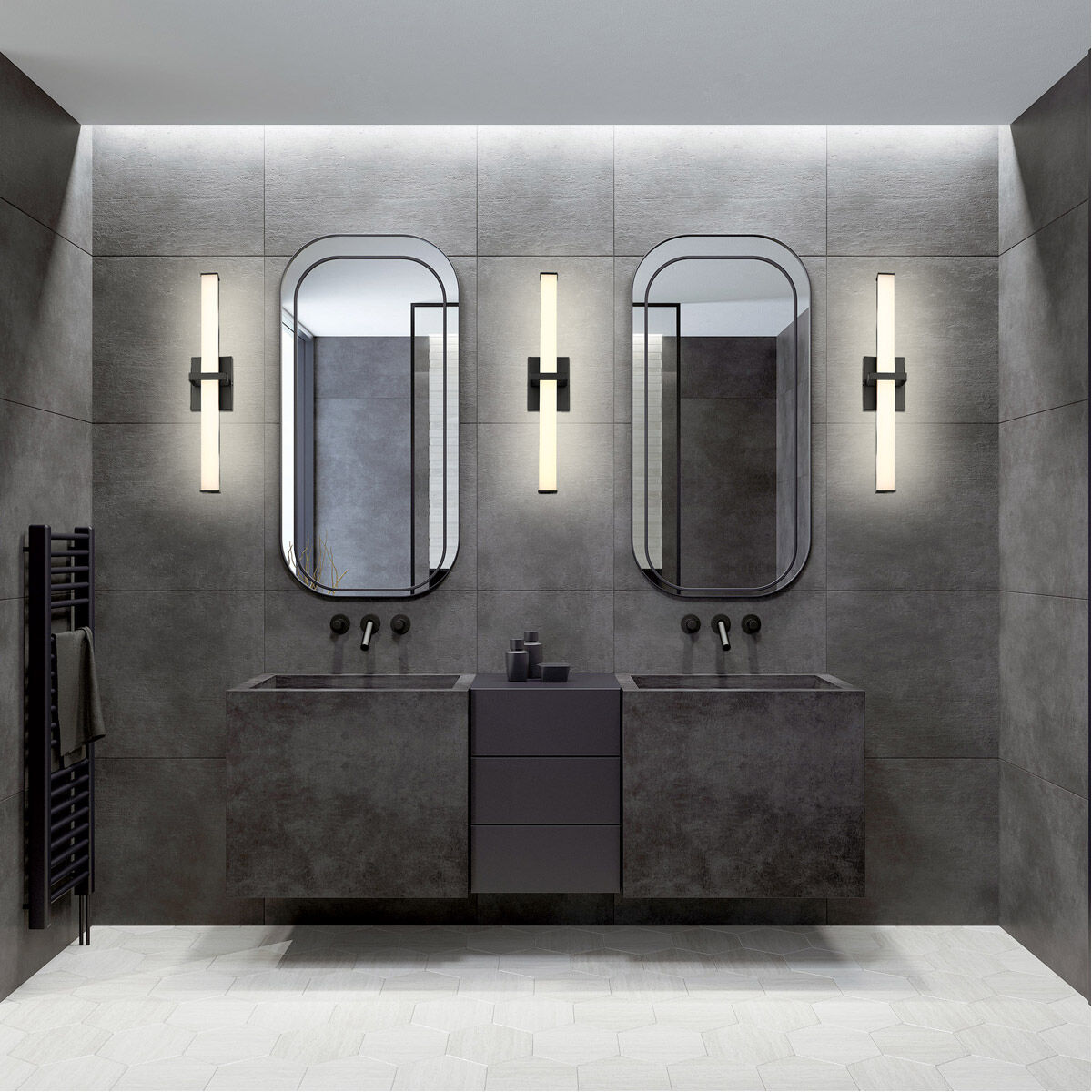 Golden Lighting 5623-B24 BLK-OP Elon LED 5 inch Matte Black Bath Bar ...