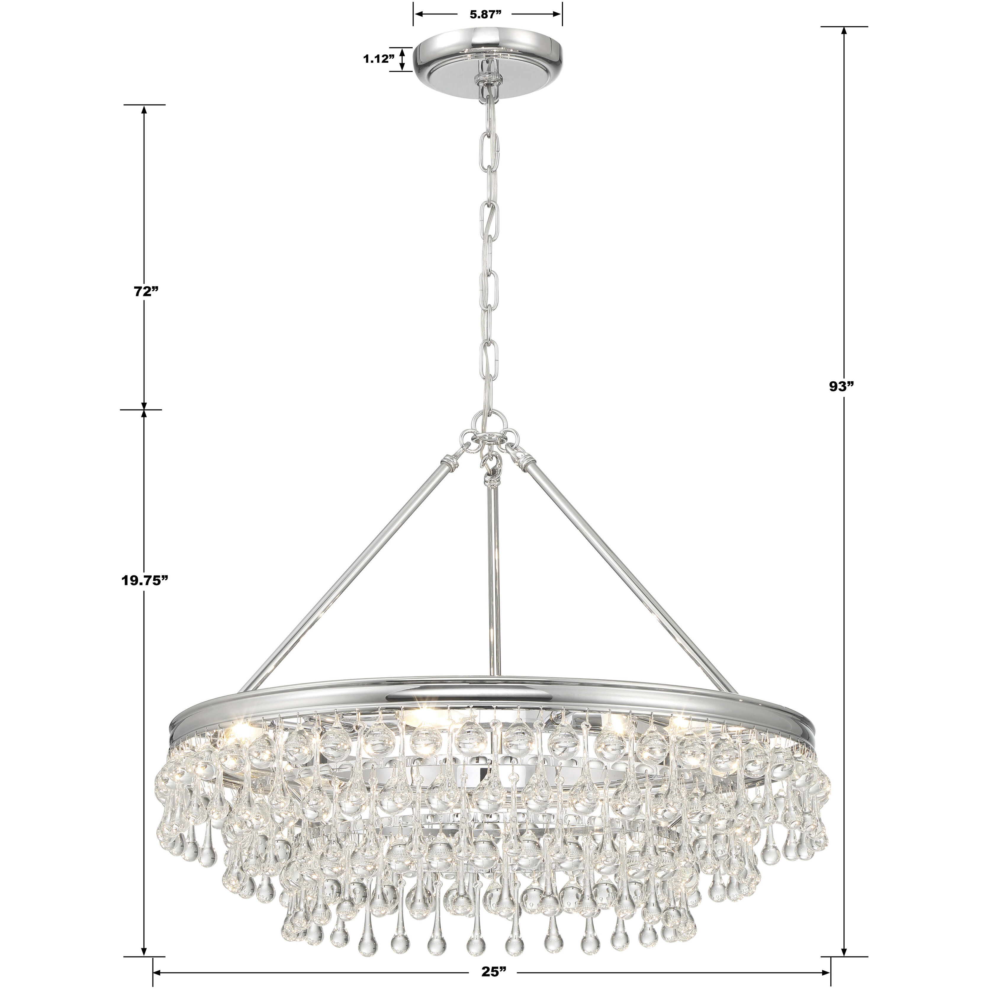 Crystorama 237-CH Calypso 6 Light 25 inch Polished Chrome Chandelier ...