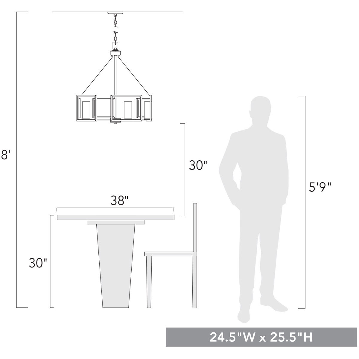 Golden Lighting 6068-5 BLK Marco 5 Light 25 inch Matte Black Chandelier ...