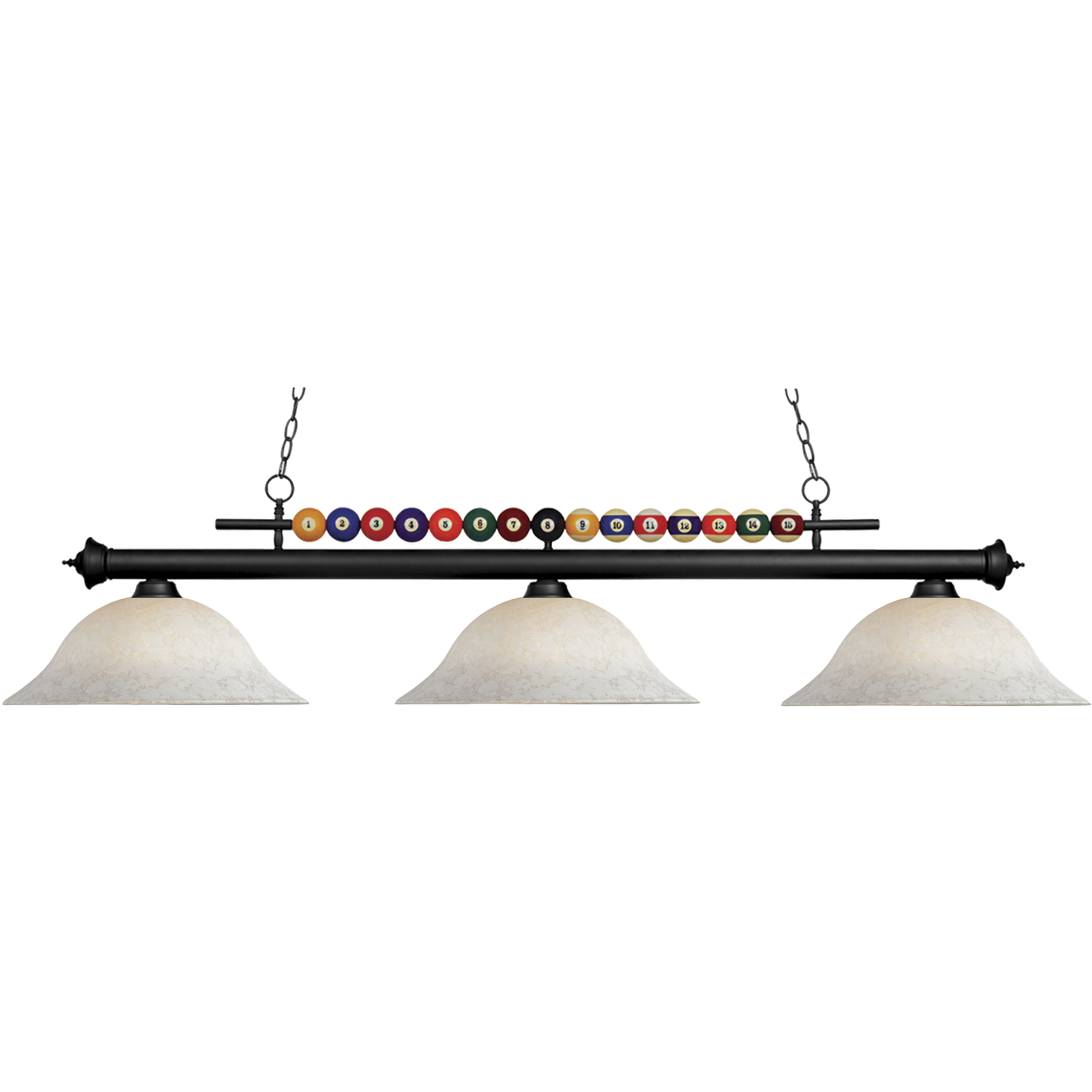 Z-Lite 170MB-ARG Shark 3 Light 58 inch Matte Black Billiard Ceiling ...