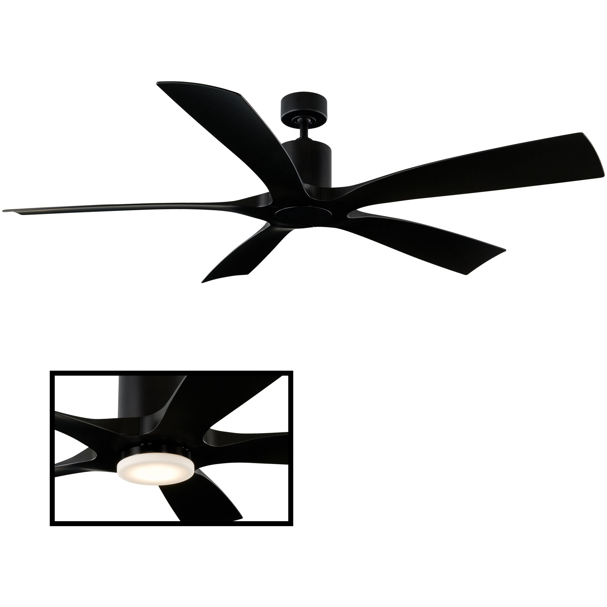 Modern Forms FR-W1811-70-MB Aviator 70 inch Matte Black Downrod Ceiling Fan