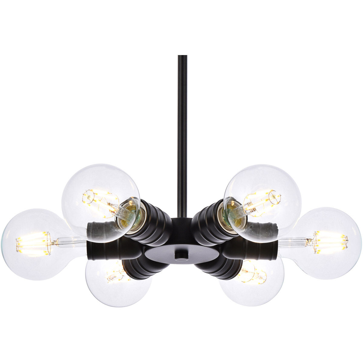 Living District LD2338BK Reyes 6 Light 8.3 inch Black Pendant Ceiling Light