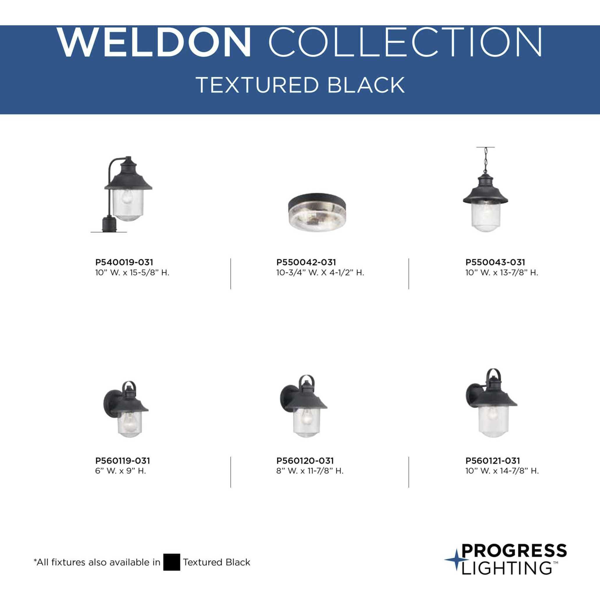 Progress P560120-031 Weldon 1 Light 12 inch Textured Black Outdoor Wall ...
