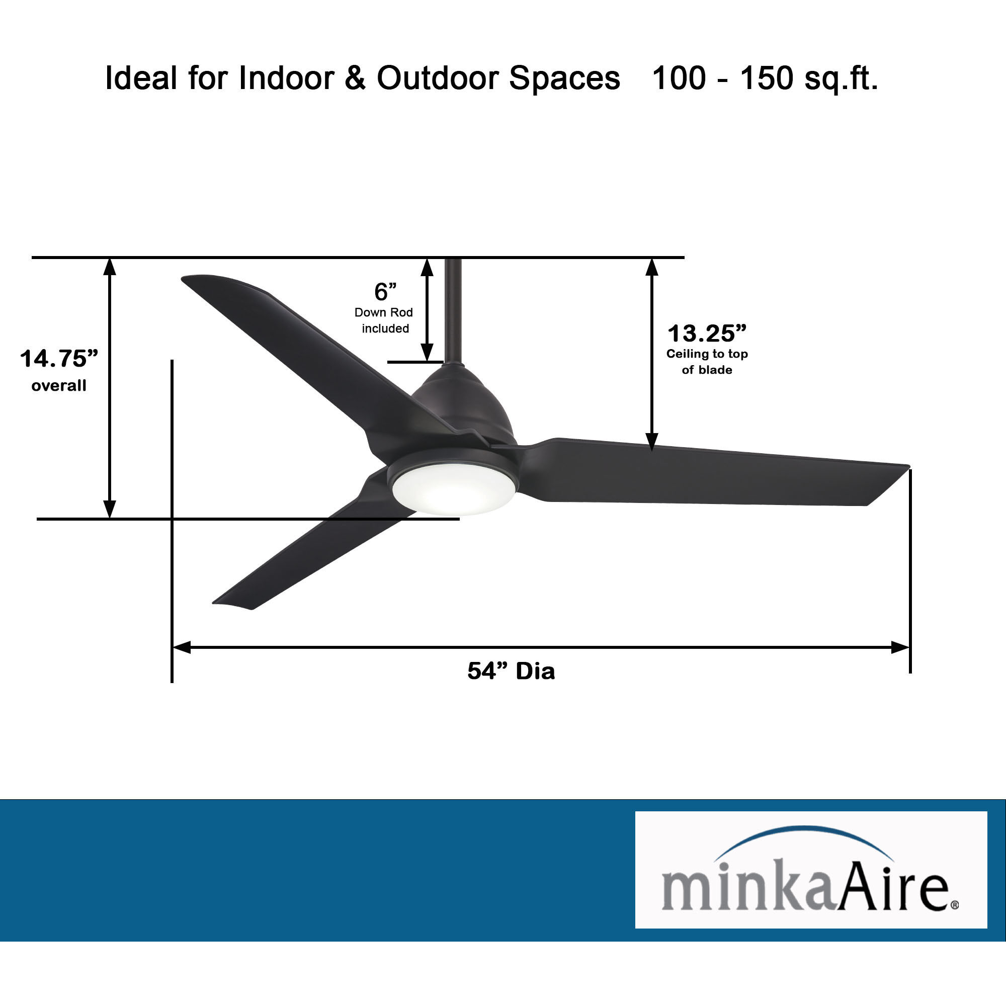 Minka-Aire F753L-CL Java 54 inch Coal Outdoor Ceiling Fan