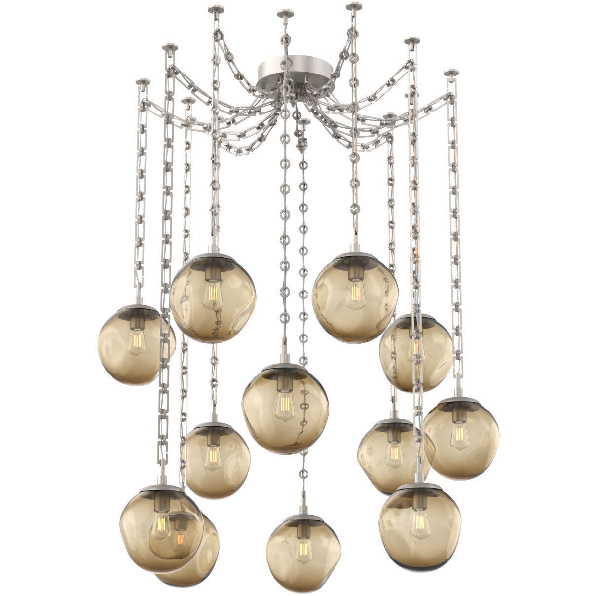 Hammerton Studio SNB0062-12-BS-B-CH3-E2 Aster 12 Light 18.7 inch Beige Silver Swag Multi-Pendant ...