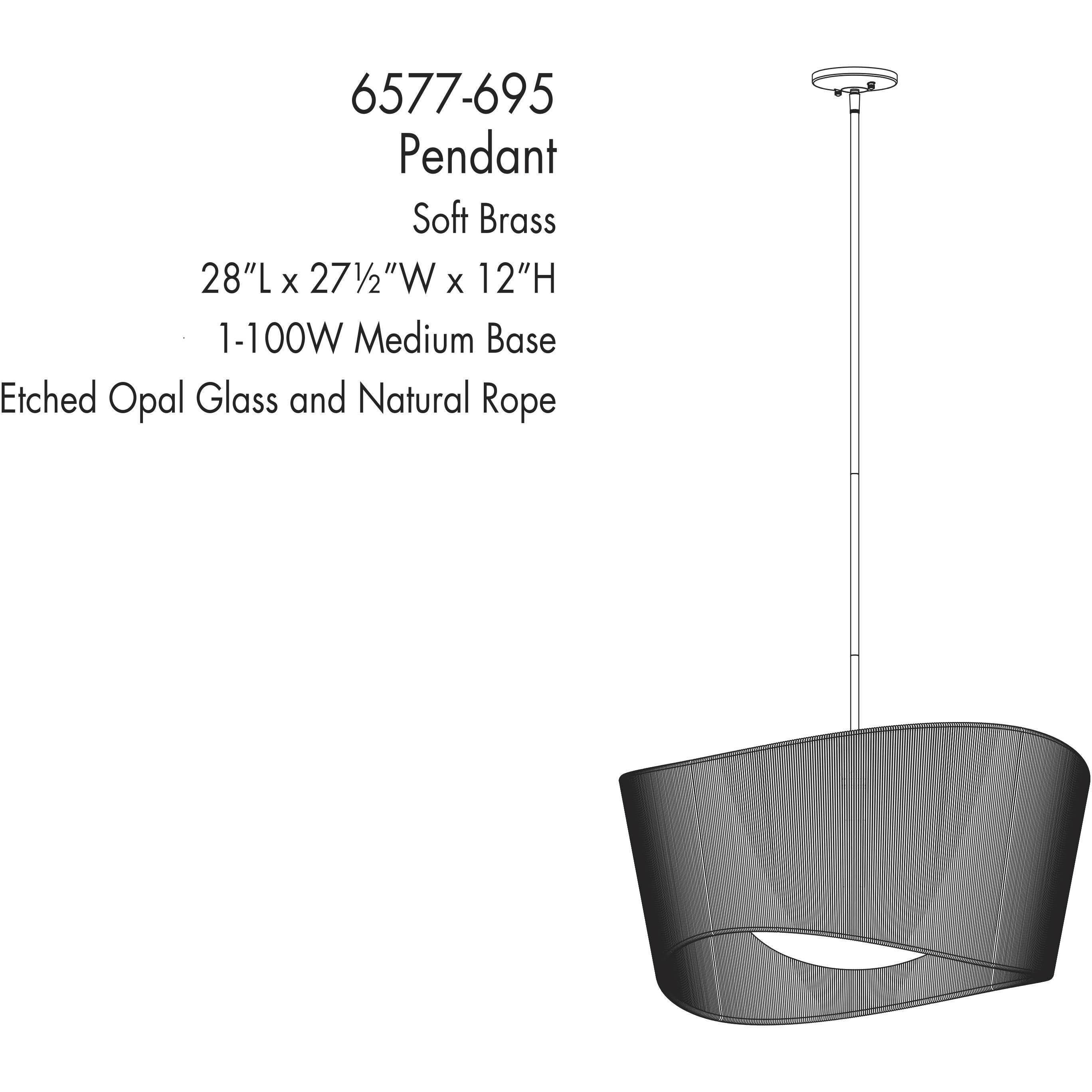 Key Largo 1 Light 28 inch Soft Brass Pendant Ceiling Light